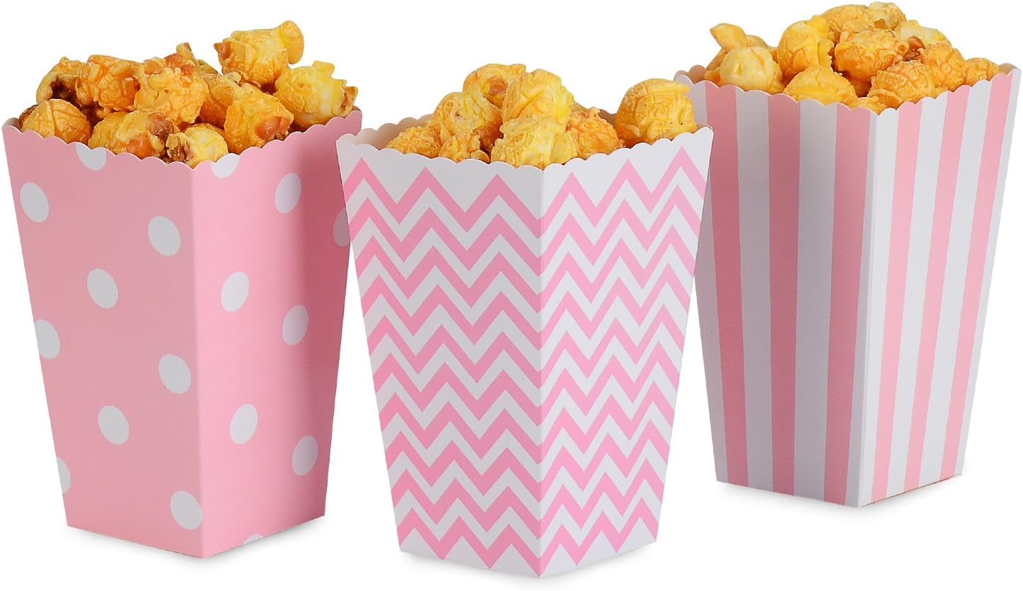 Amazon.com: GAKA Baby Pink Popcorn Box Set Of 36 Mini Paper Popcorn Box ...