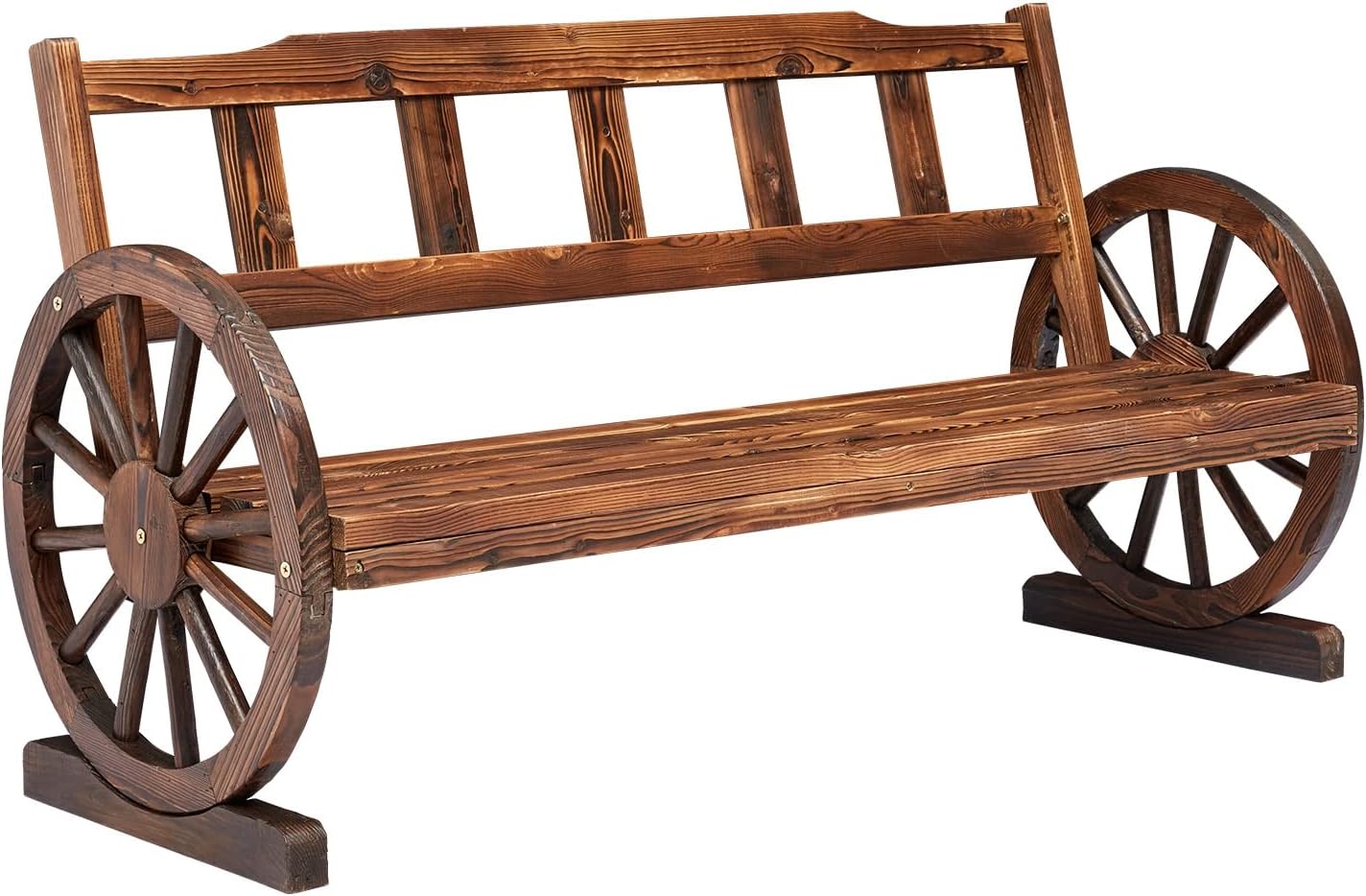 ideo Banco rústico de madera para exteriores, banco de rueda de asiento ...