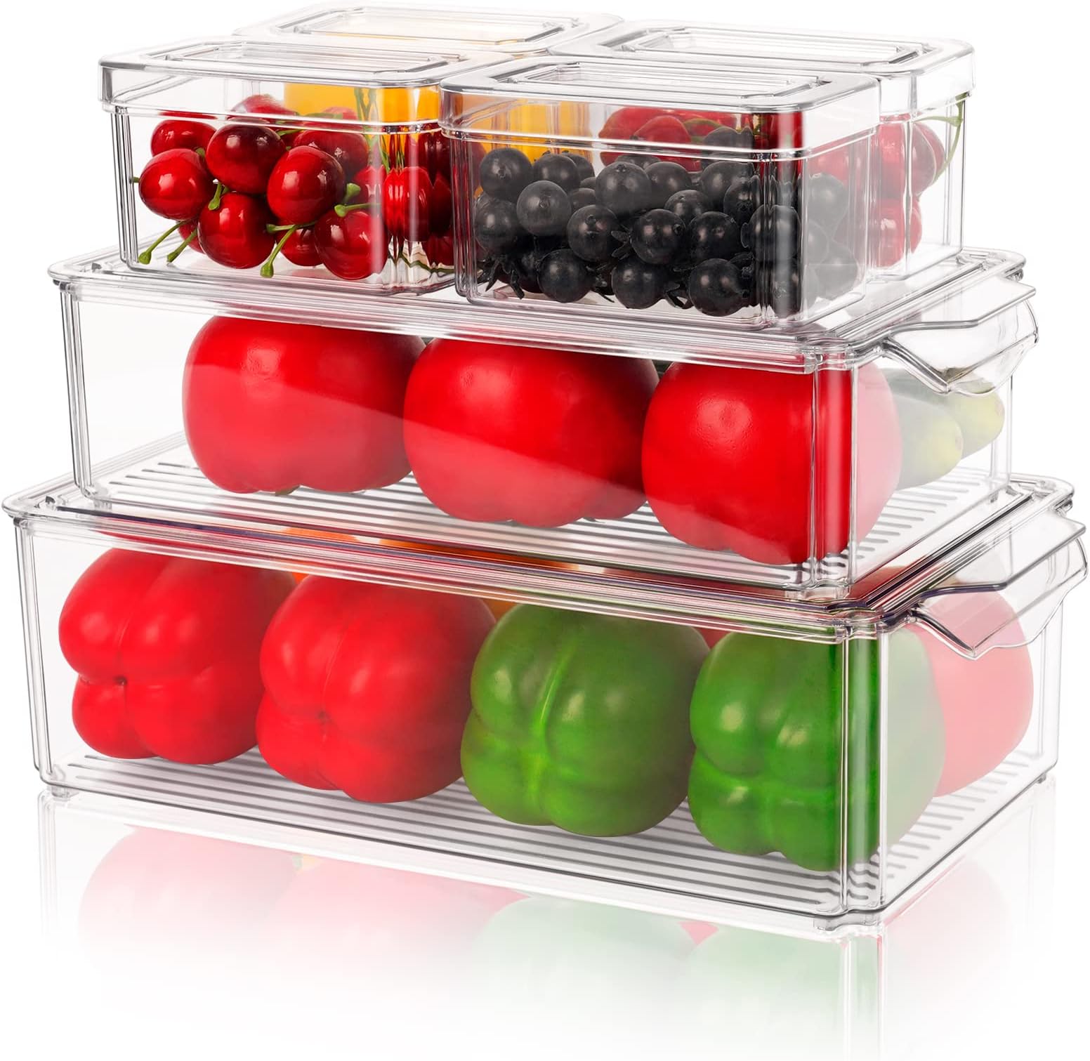 HASA zone Fridge Organisers with Lids Set of 7, Stackable Fridge ...