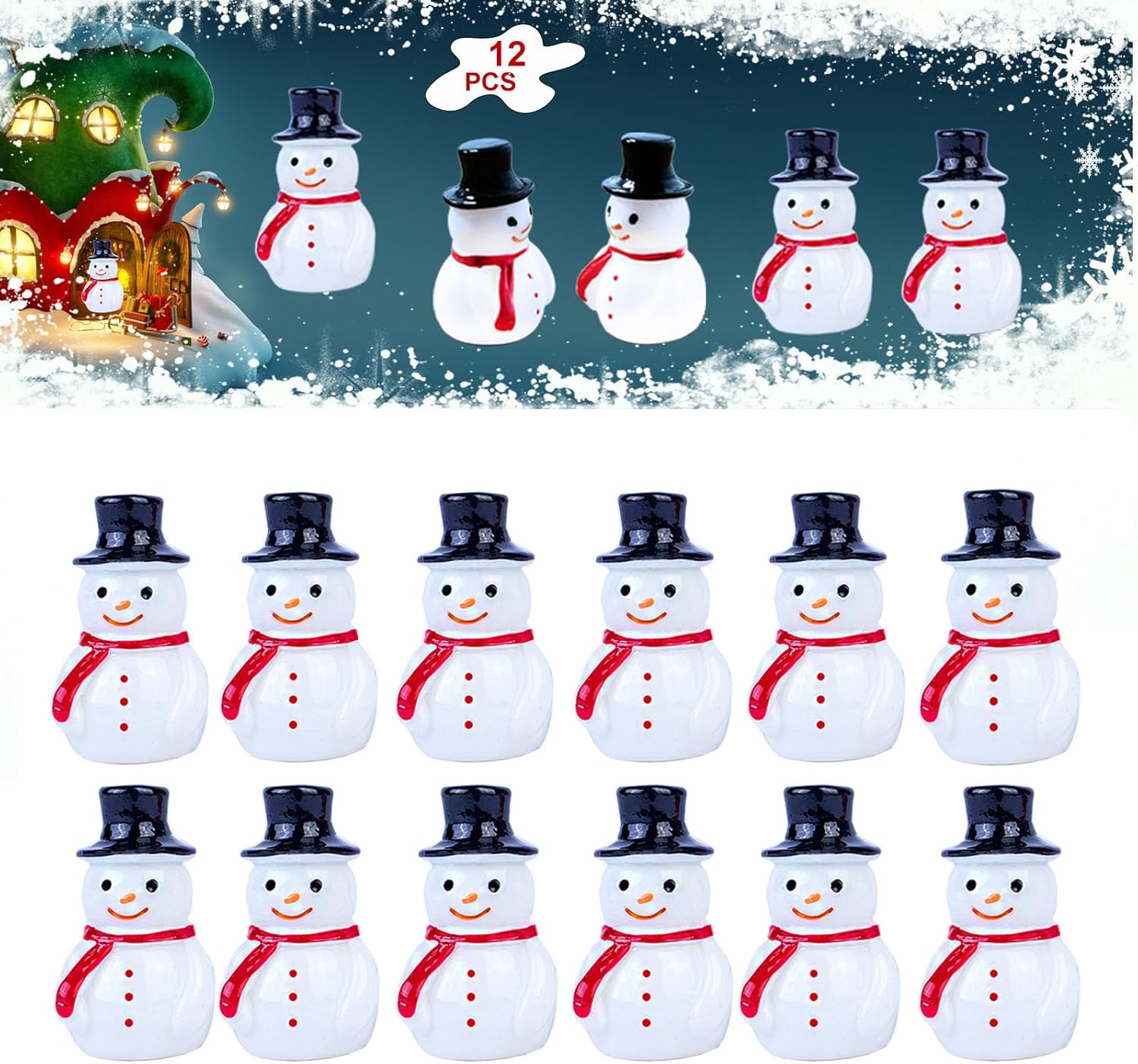 Amazon.com: Mini Snowman Figurines - Small Snowman Miniature Snowmen ...