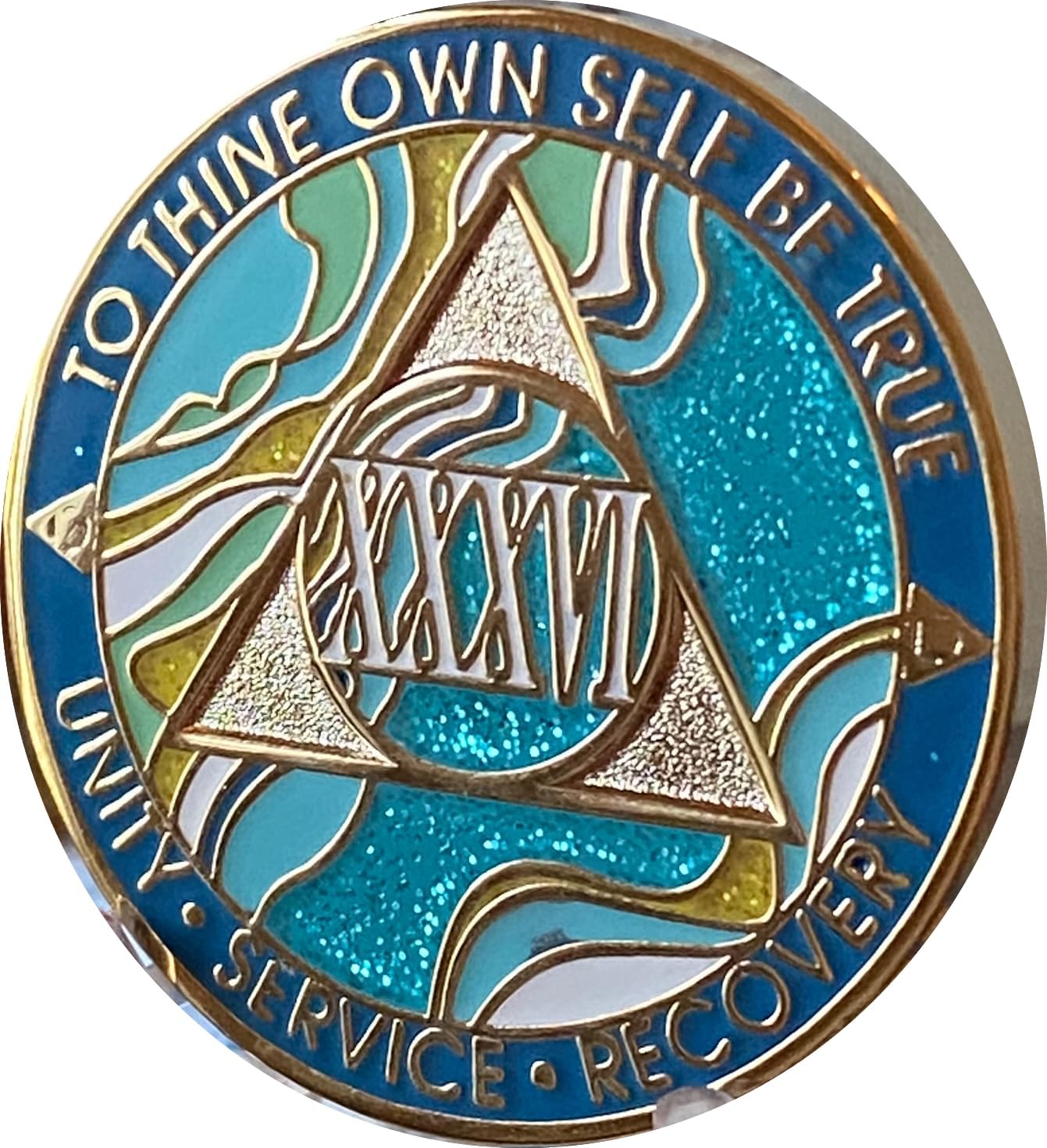 Amazon.com: 36 Year AA Medallion Elegant Marble Caribbean Aqua Glitter ...