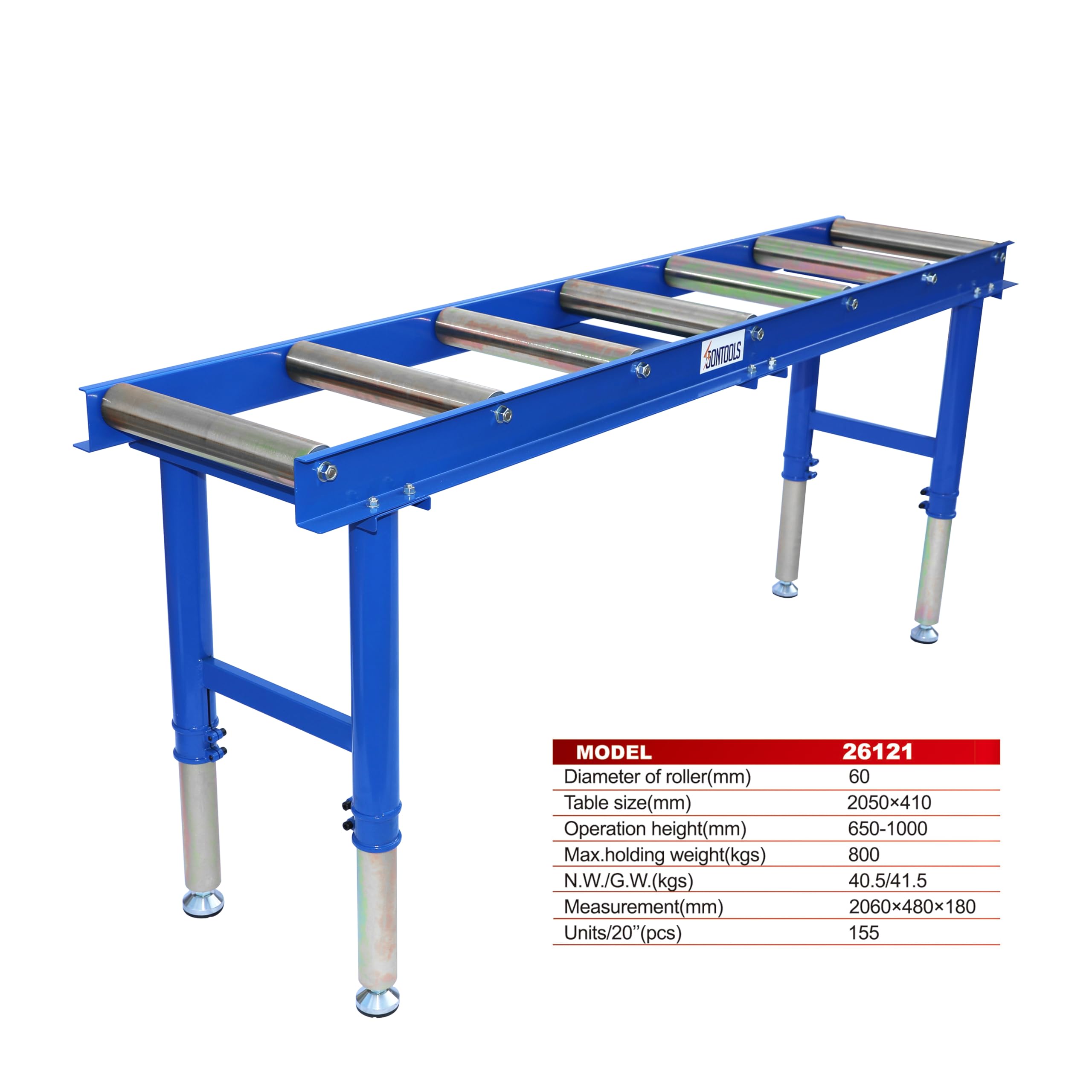 Roller Table with 7 Rolls, Roller Track Conveyor Belt 2000 mm Height ...