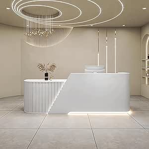 Amazon.com: Casstaryee Checkout Counter, 64 inch White Right Stripe ...