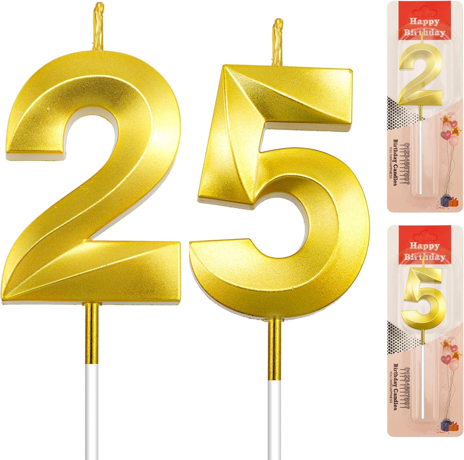 Amazon.com: MIMITOOU 25th Birthday Candles, 52th 25th Birthday Cake ...
