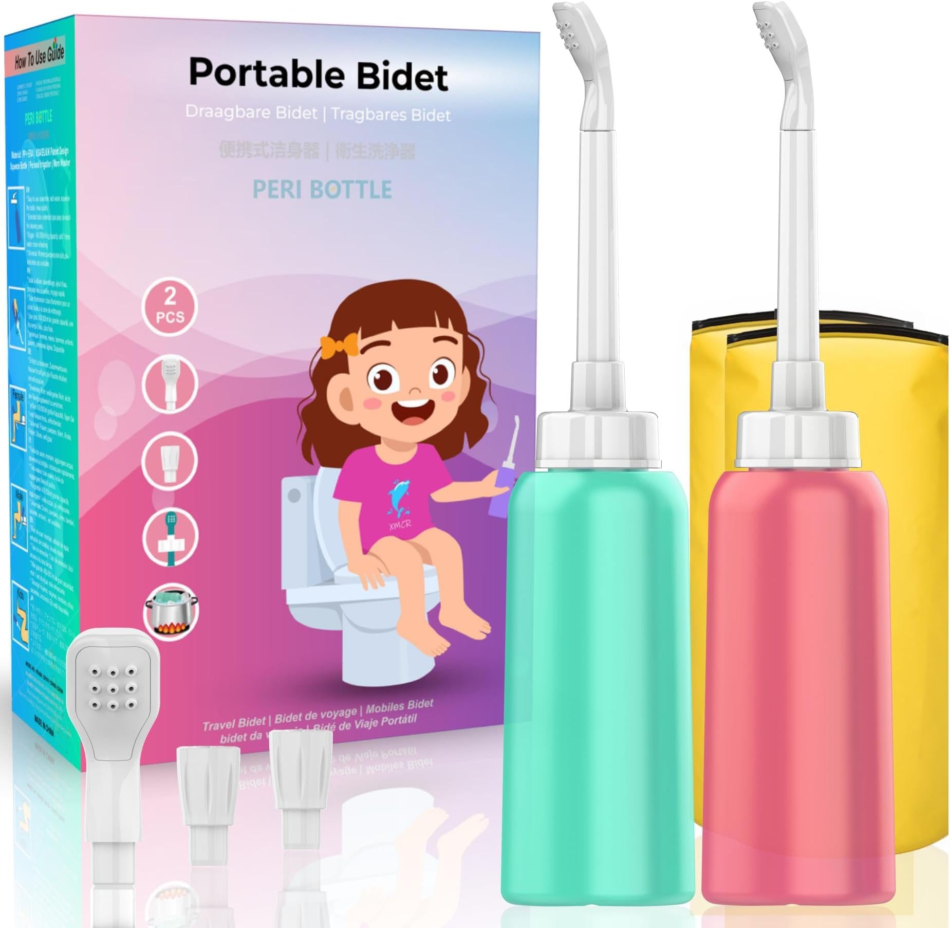 Amazon.com: 2PCS Peri Bottles for Feminine Hygiene with 2 Nozzle ...