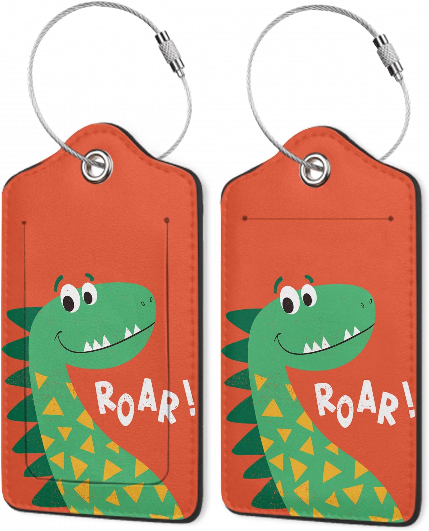 Amazon.com: 2 Pcs Cute Dinosaurs Luggage Tag for Suitcase, Steel Loop ...
