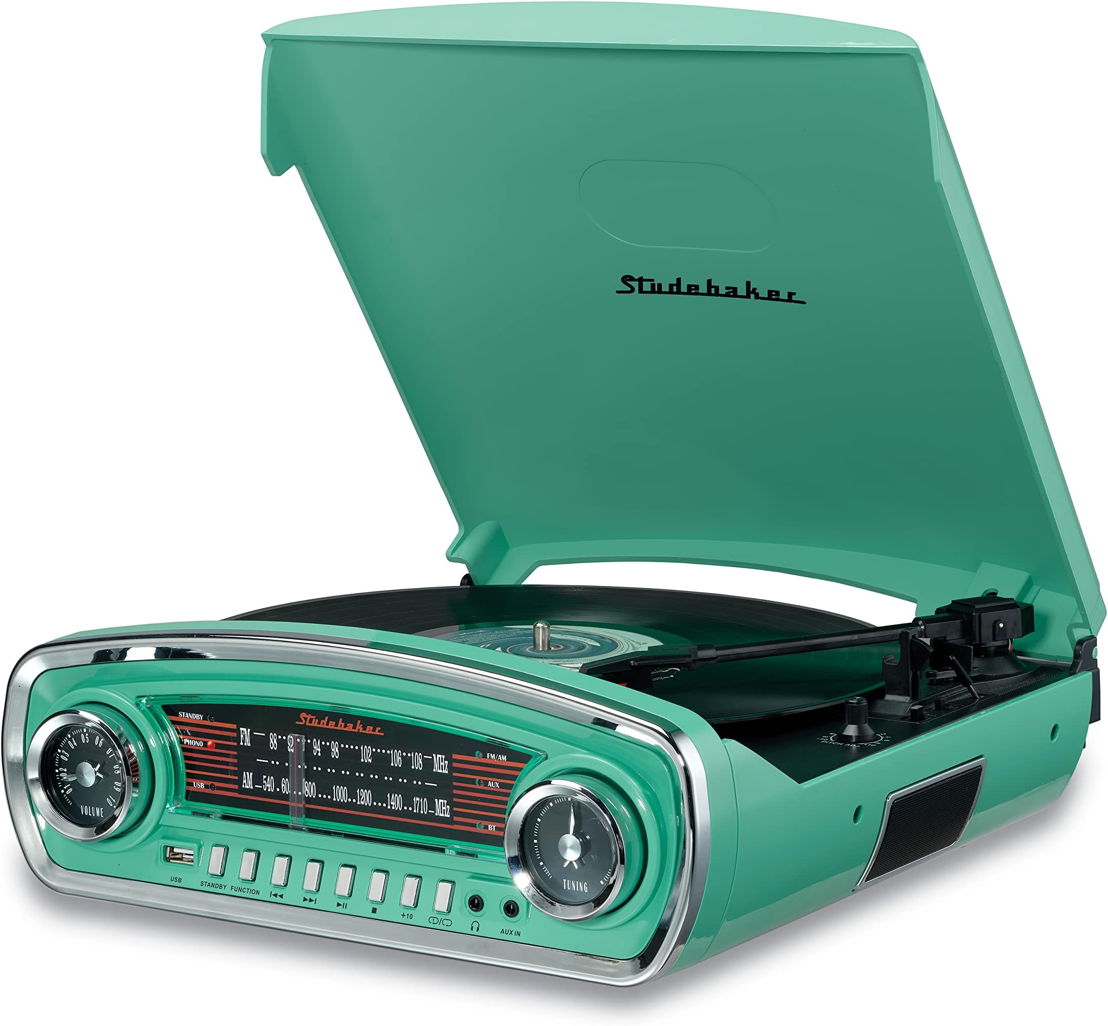 Studebaker 3-Speed Pitch Control Turntable with Bluetooth Receiver AM ...