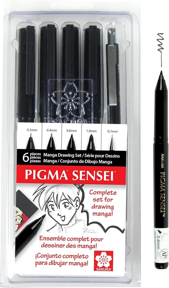 Amazon.com: Sakura Pigma Sensei Manga Drawing Kit - Archival Black Ink ...