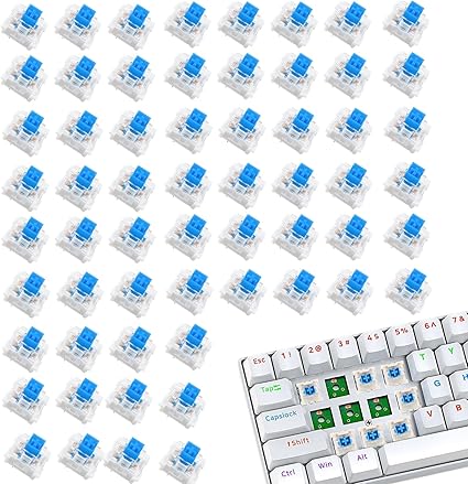 Nadiaen 60 Pcs Keyboard Switches, 3 Pin Mechanical Keyboard Blue Switch ...