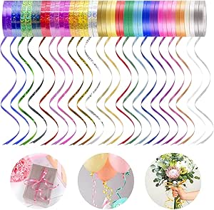 44 Rolls Assorted Colors Curling Ribbon, 5MM X 10M Multicolor Balloon ...