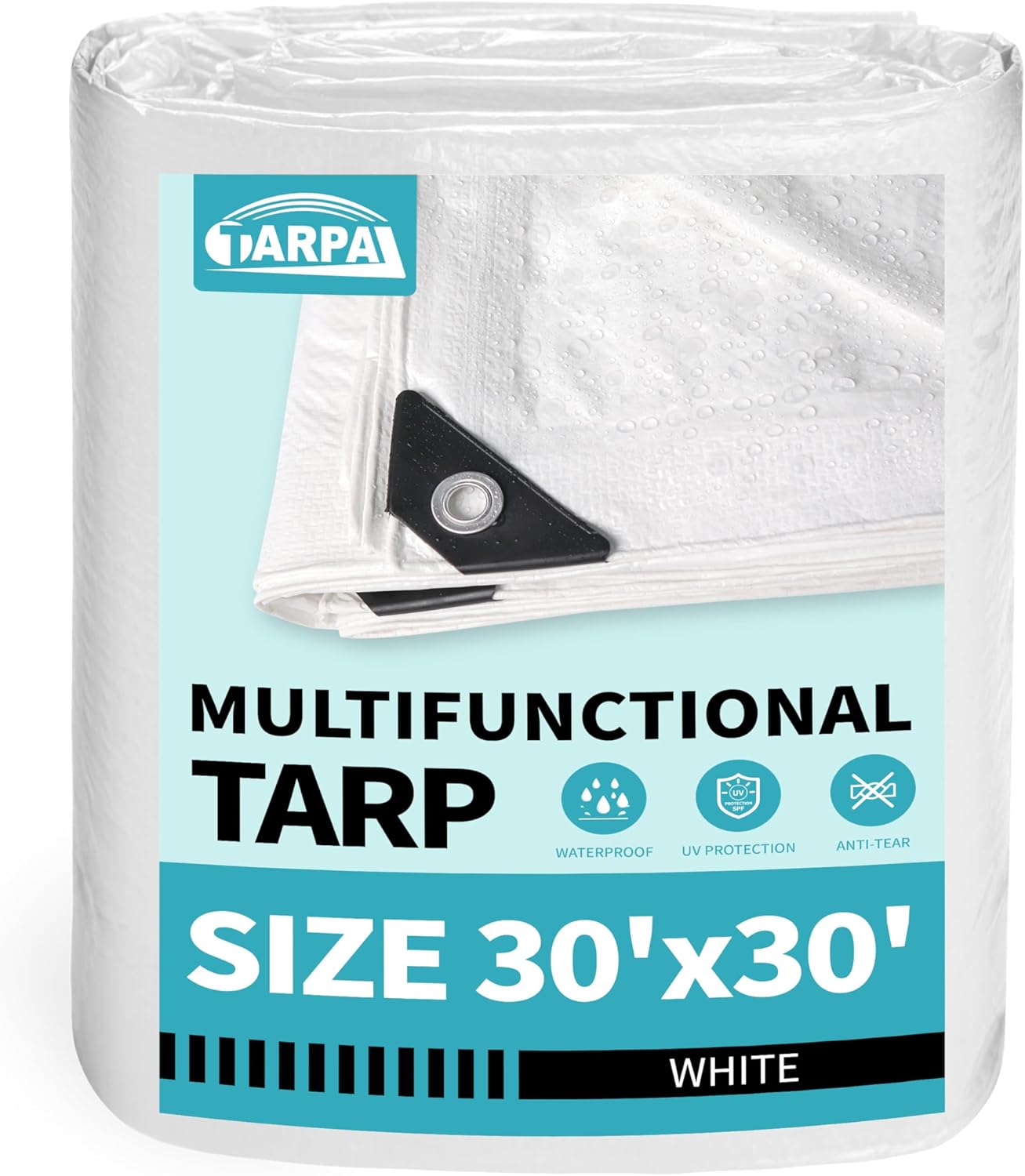 TARPAL 30x30 Feet White Tarp Waterproof Multipurpose Protective Cover ...