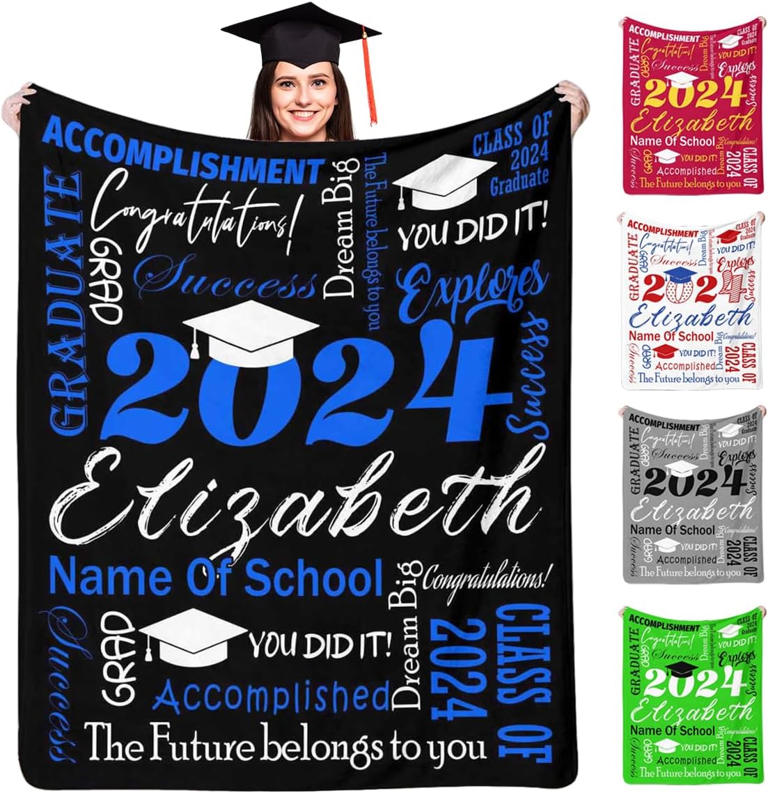 Amazon.com: YESCUSTOM Custom Graduate Blanket, Personalized Class of ...