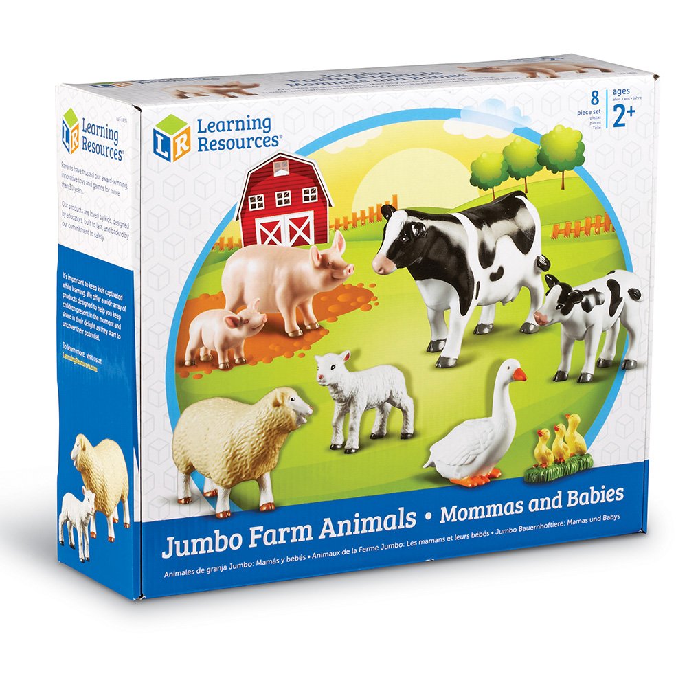 Learning Resources Jumbo Farm Animals: Mommas and Babies Toy Set, 8 ...