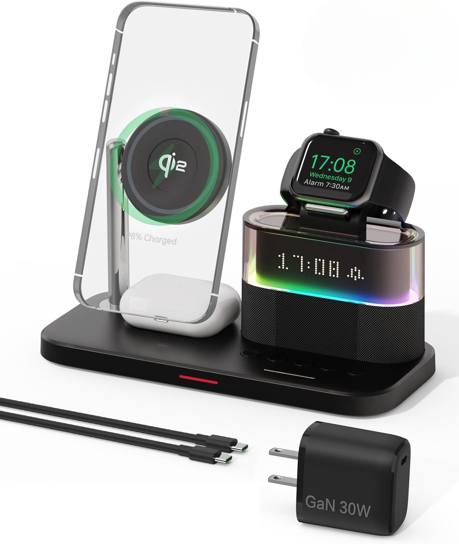 Amazon.com: Wireless Charger 4 in 1 Station with Digital Clock and ...