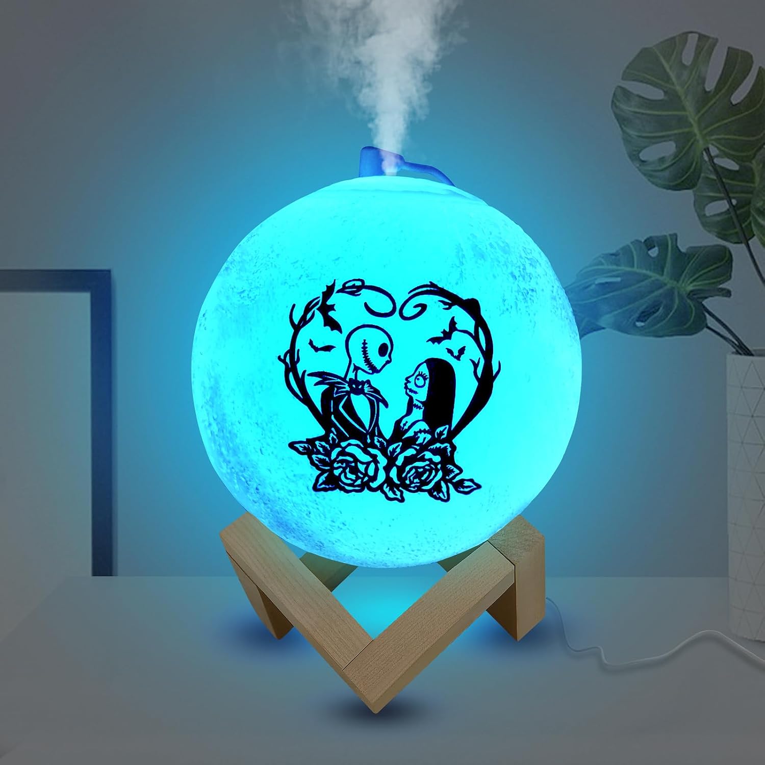 Amazon.com: KingLive Humidifier and Christmas Nightmare Moon Lamp Night ...