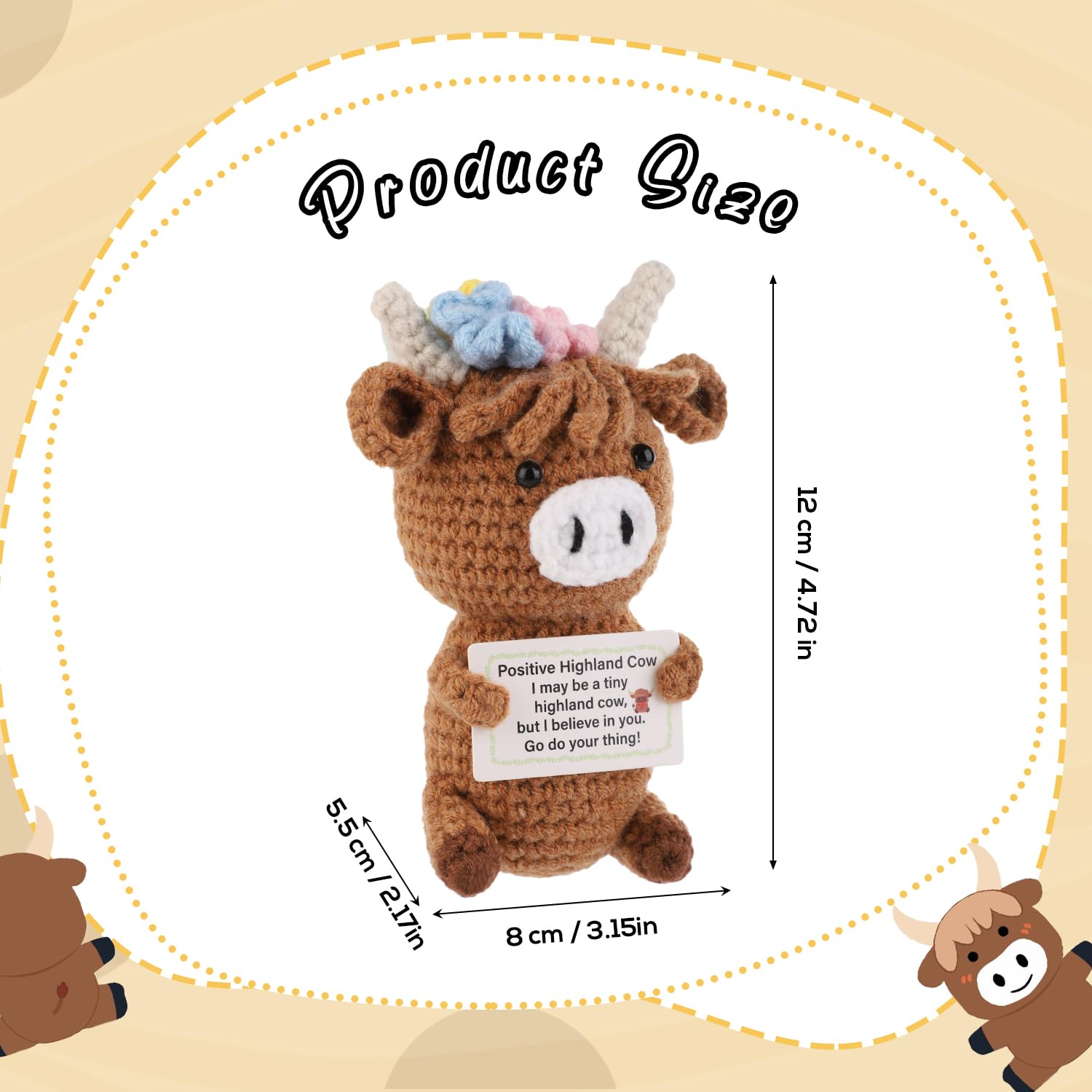 lasuroa Positive Highland Cow, Crochet Highland Cow Positive Animal ...