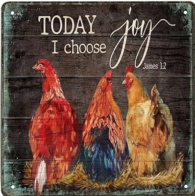 Amazon.com: Chicken Decor Retro Today I Choose Joy Metal Tin Sign Funny ...
