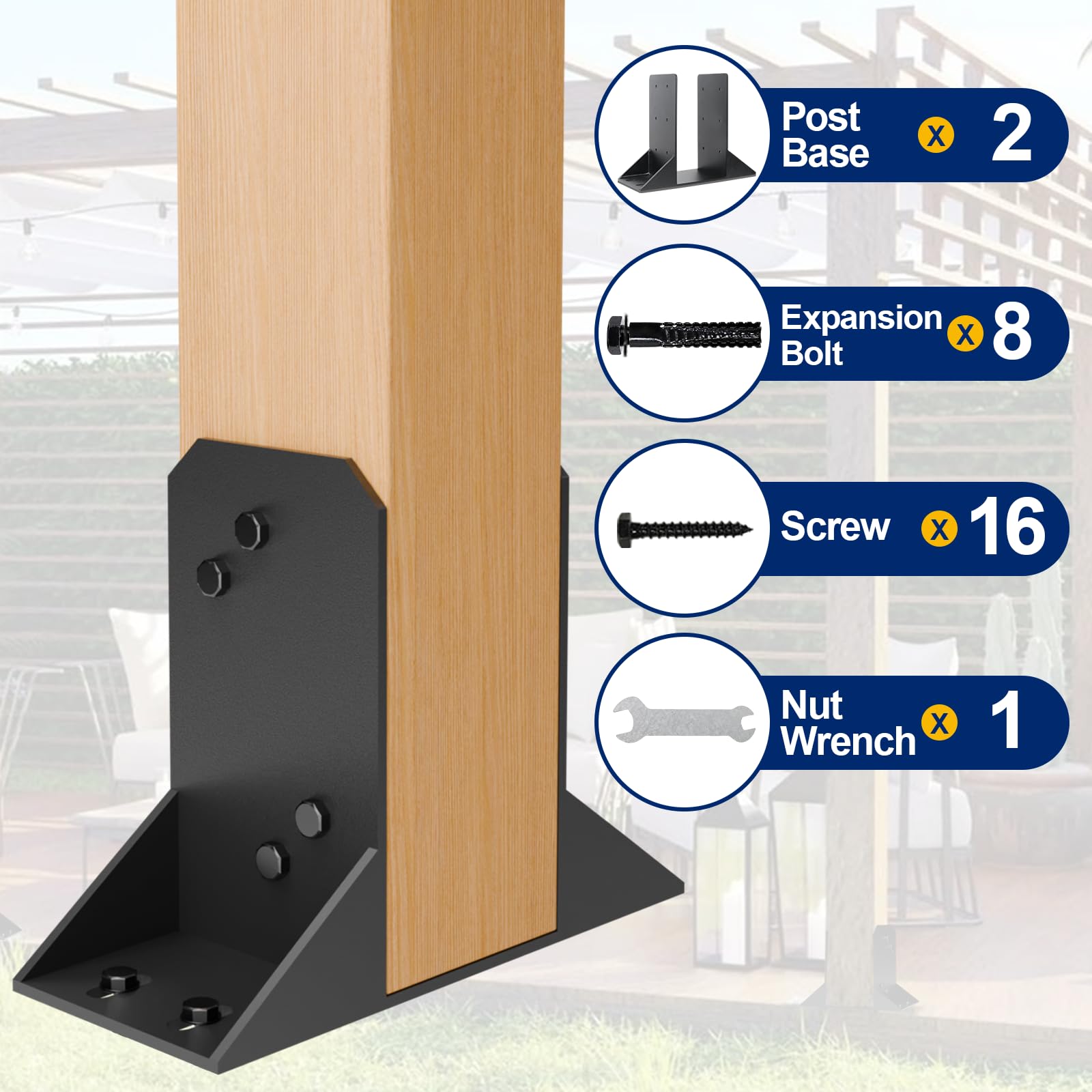 Snapklik.com : 4x4 Post Base 2 Pcs, Inner Size 36"x36" Wood Post ...