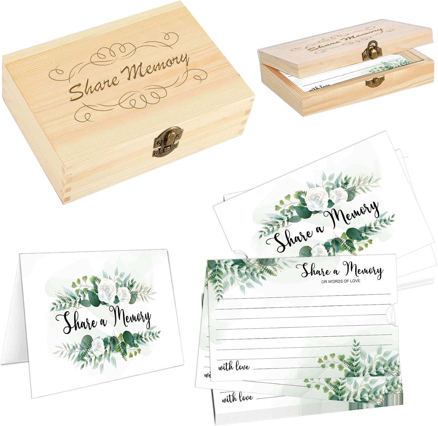 Amazon.com: WAN2TLK Funeral Share a Memory Cards Set with Wooden Box ...