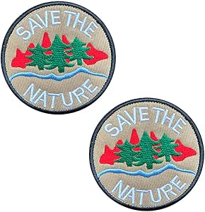 Amazon.com: 2 PCS Save The Nature Patches, Hook & Loop Funny Protect ...