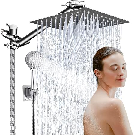 Regaderas Cuadrada de Alta Presión，UIEYAKFR 8" Regaderas para Baño Alta ...