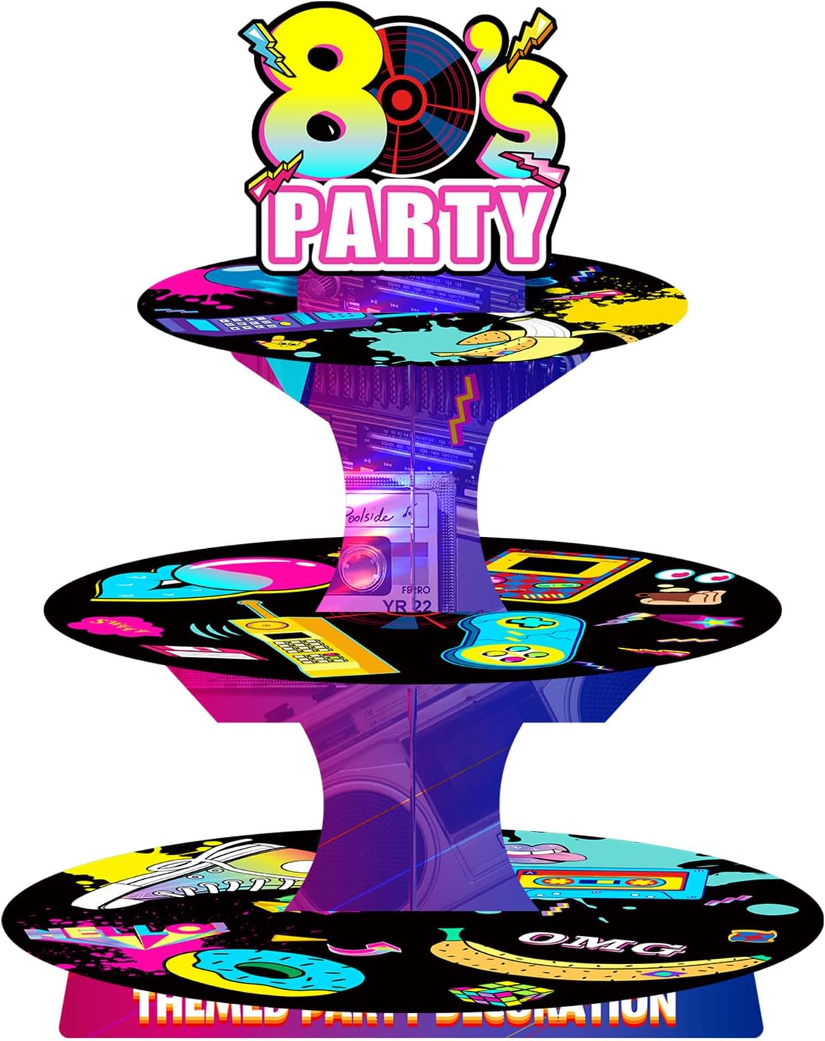 Amazon.com: 80s Party Decorations 3 Tier 80s Cupcake Stand for Party ...