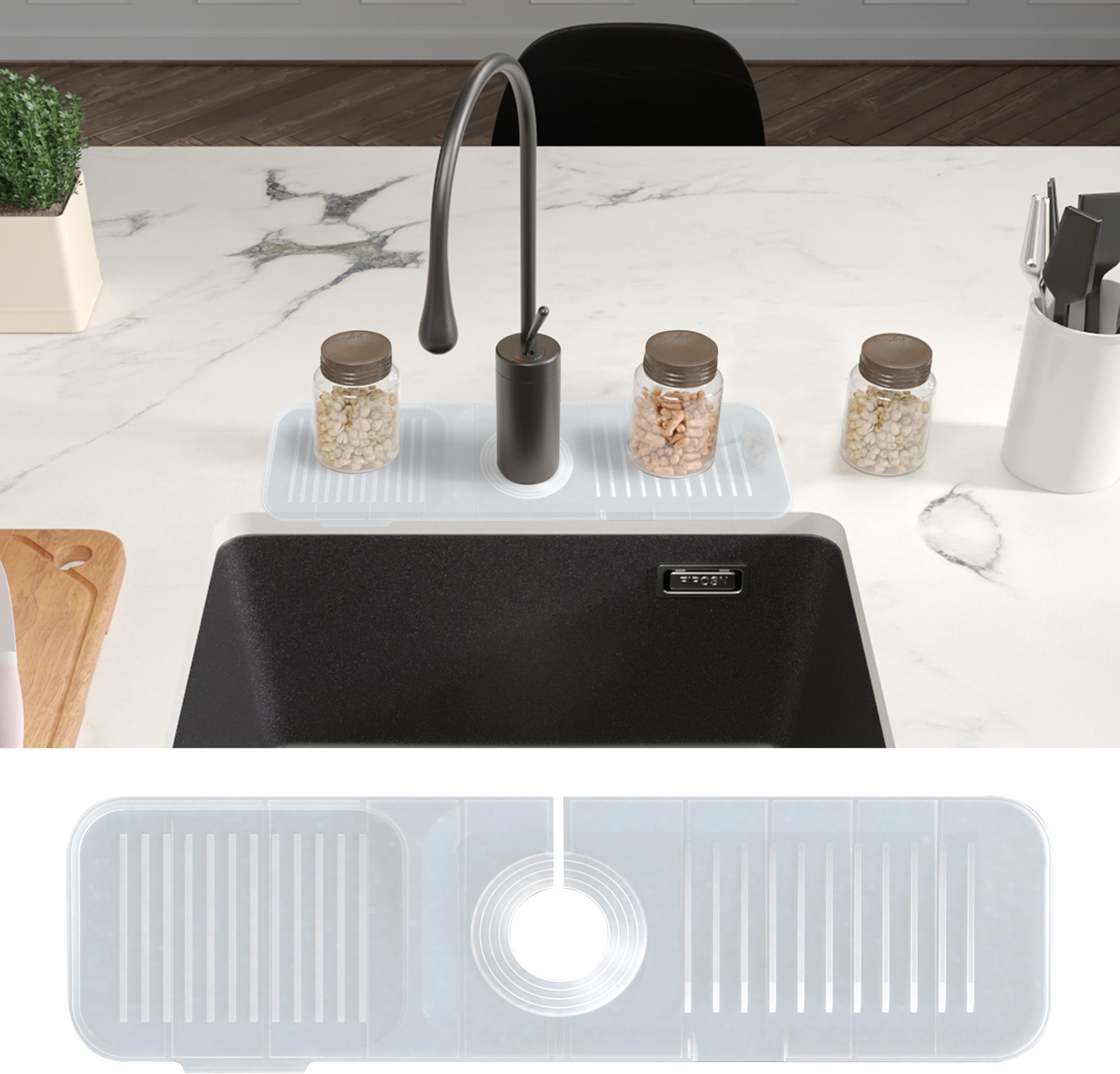 Amazon.com: 14"X3.9"Transparent Color Kitchen Faucet Splash Guard ...