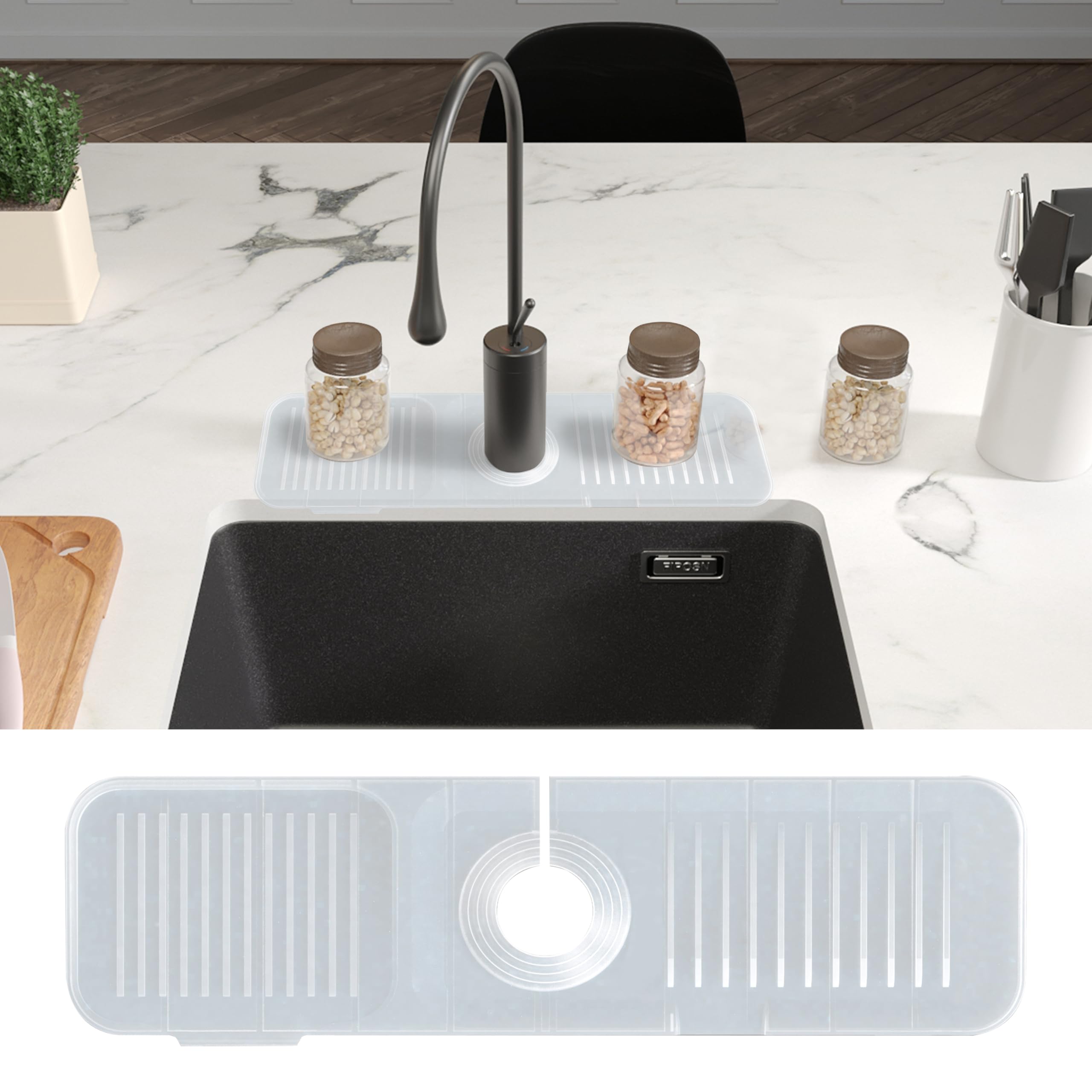 Amazon.com: 14"X3.9"Transparent Color Kitchen Faucet Splash Guard ...