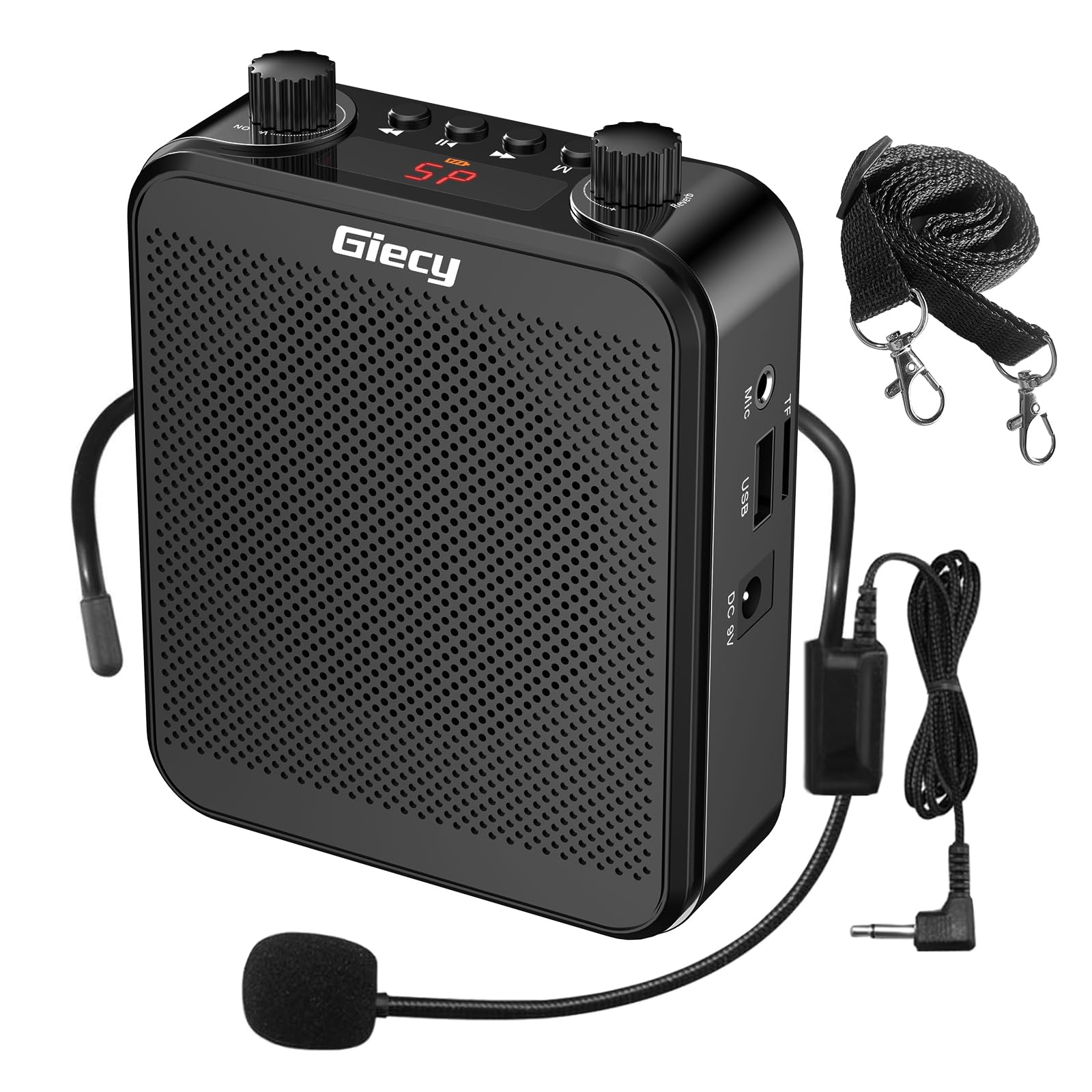 Giecy Voice Amplifier with Headset Microphone, 2800mAH Power Amplifier ...