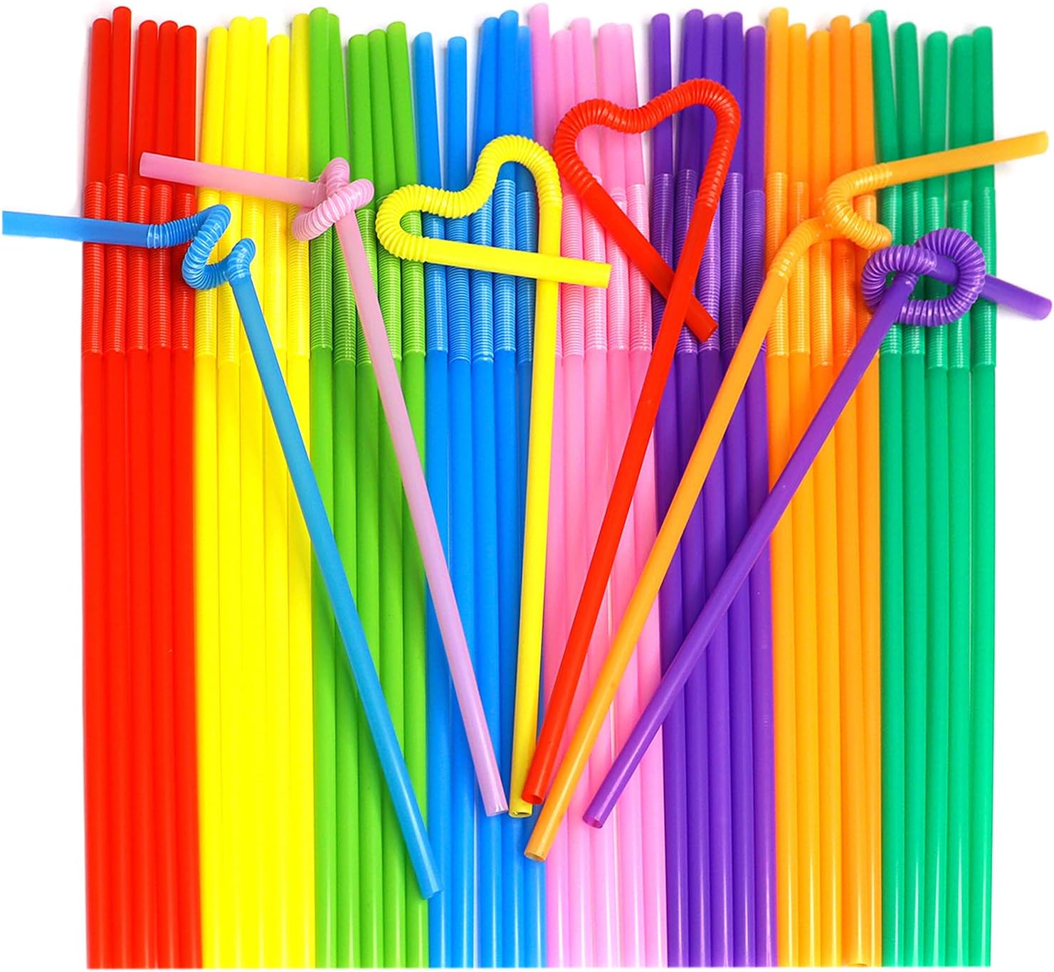 Amazon.com: Colorful Extra Long Flexible Bendy Party Disposabl Drinking ...