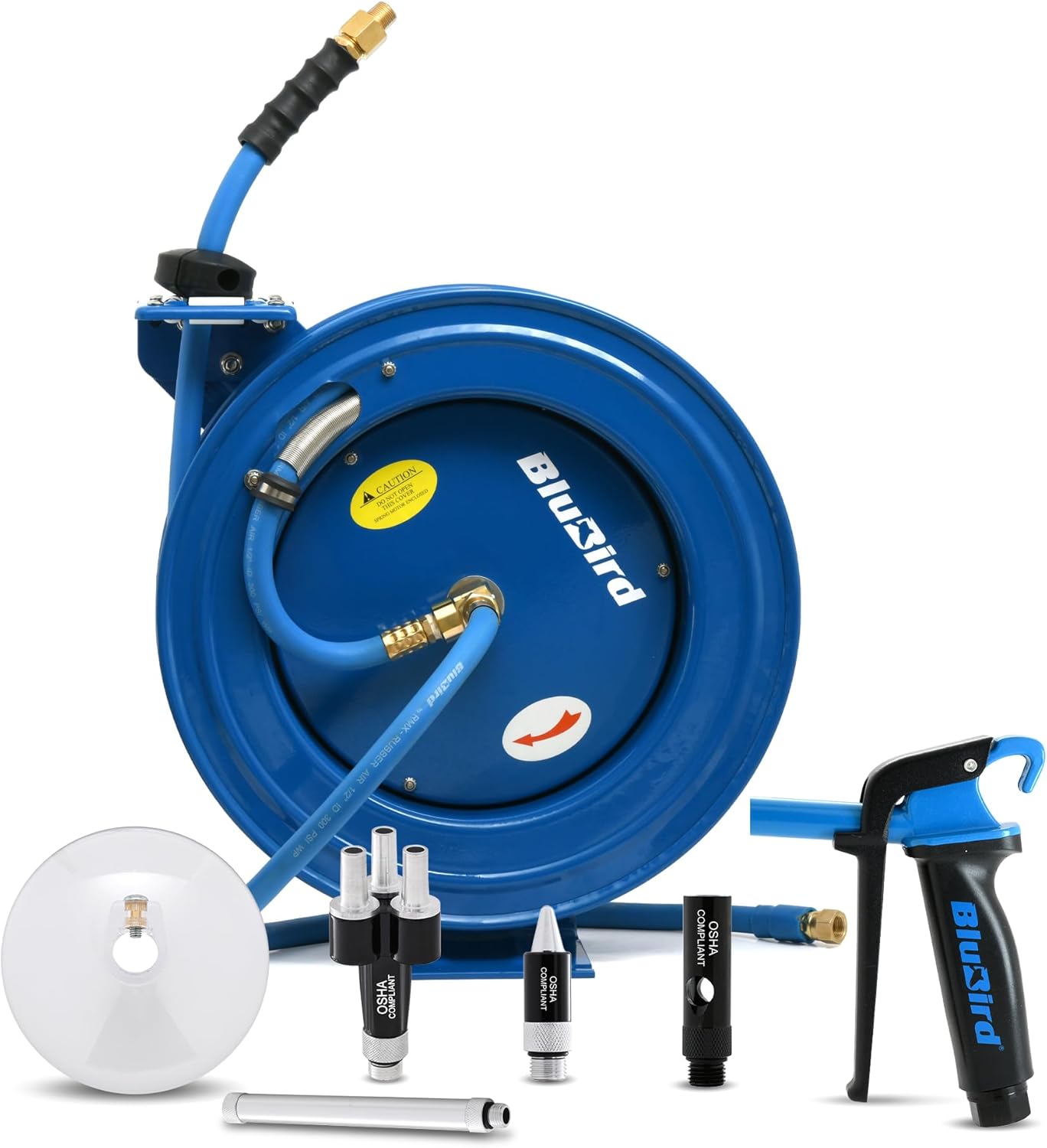 BLUBIRD BBRHD1250 18ga. Retractable Hose Reel with 1/2" X 50' Air Hose ...