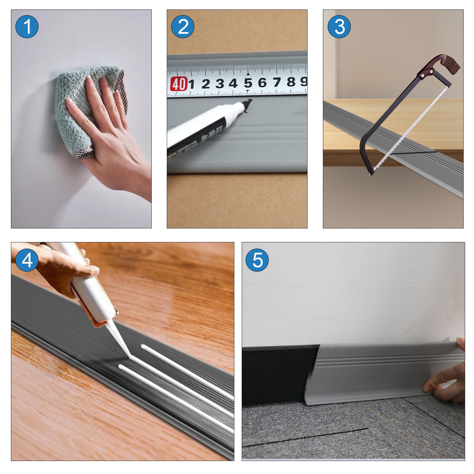 Snapklik.com : Duzzy 40 Feet Baseboard Trim, Hard Vinyl Baseboard ...