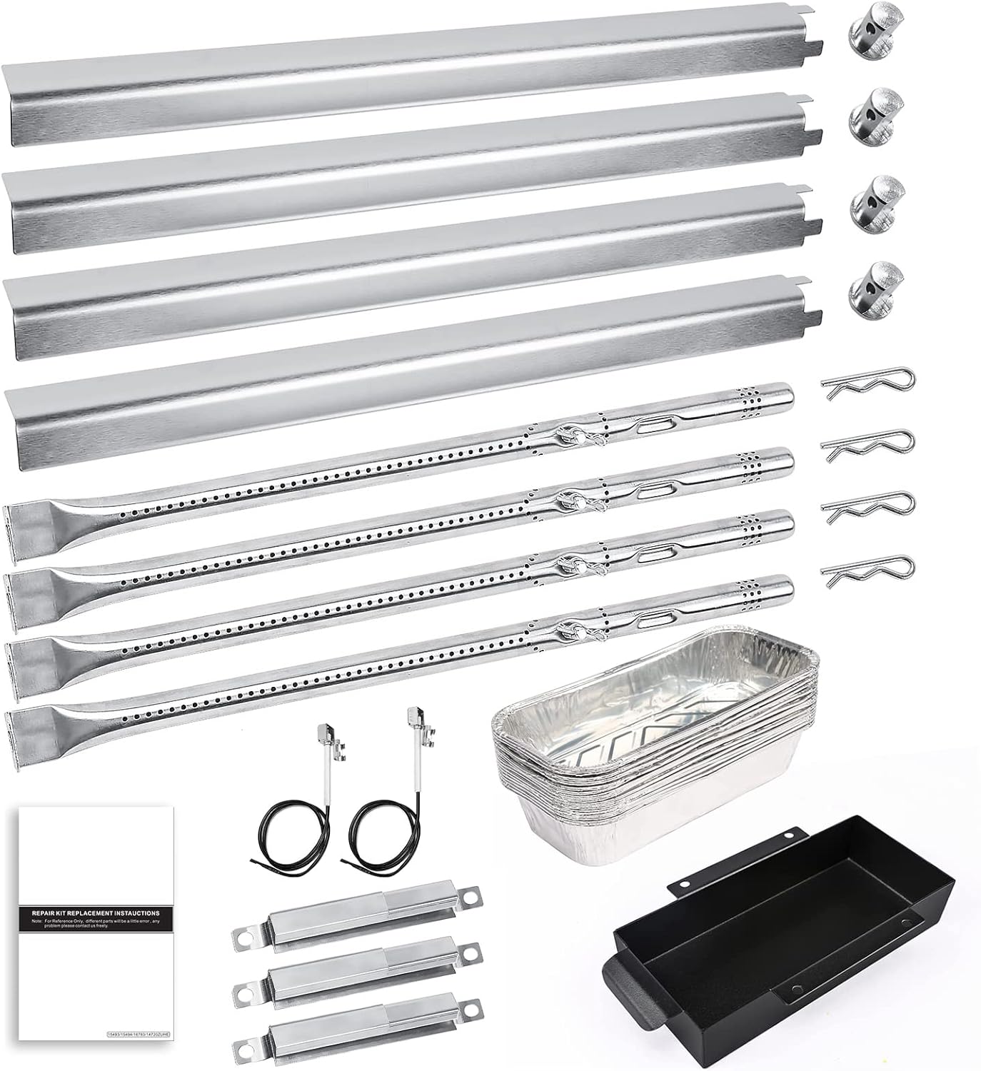 Amazon.com : Hisencn Grill Parts and Grease Pan with 15 Pack Aluminum ...