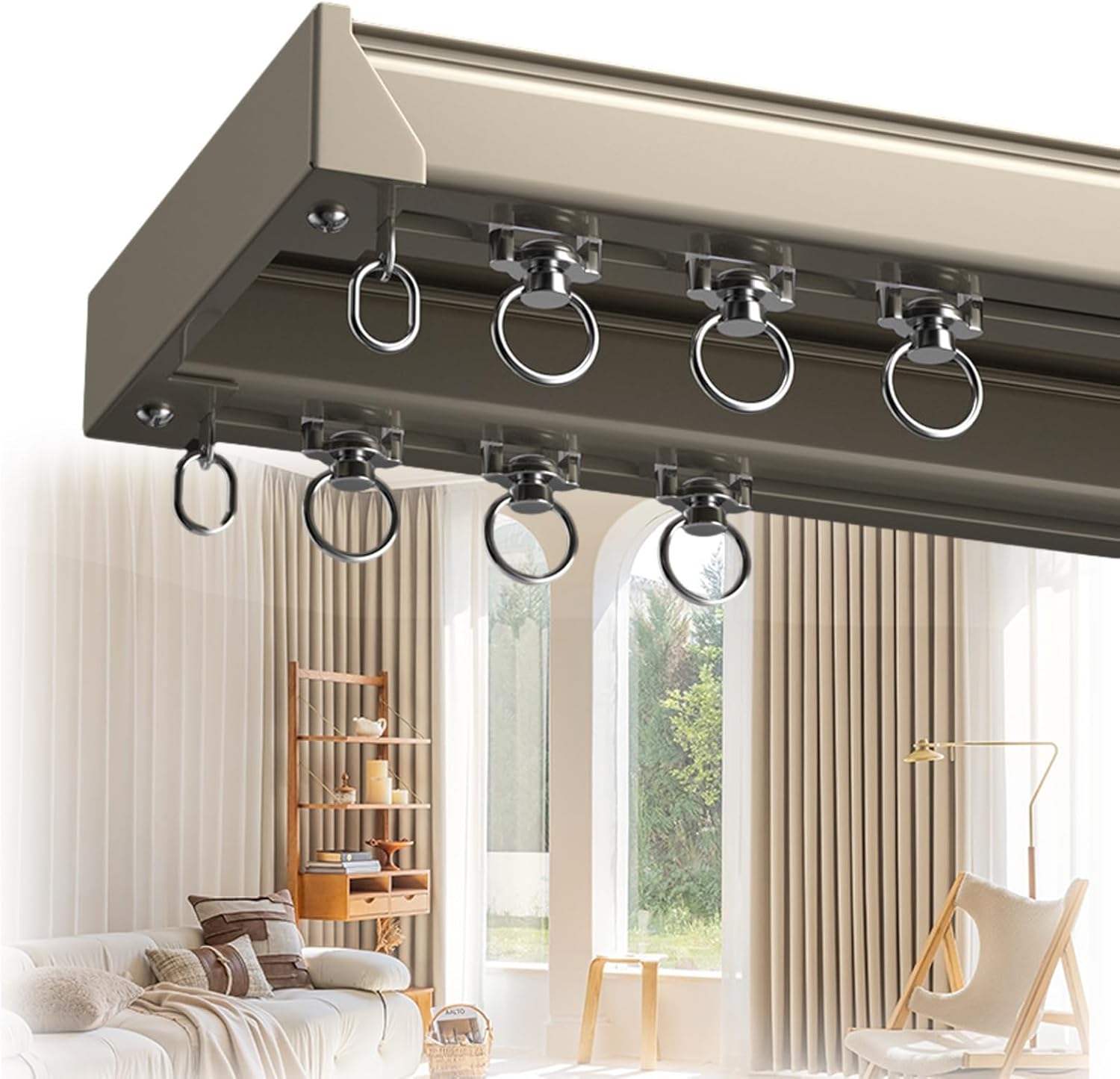 Amazon.com: Double Track Curtain Track Straight Curtain Track Ceiling ...