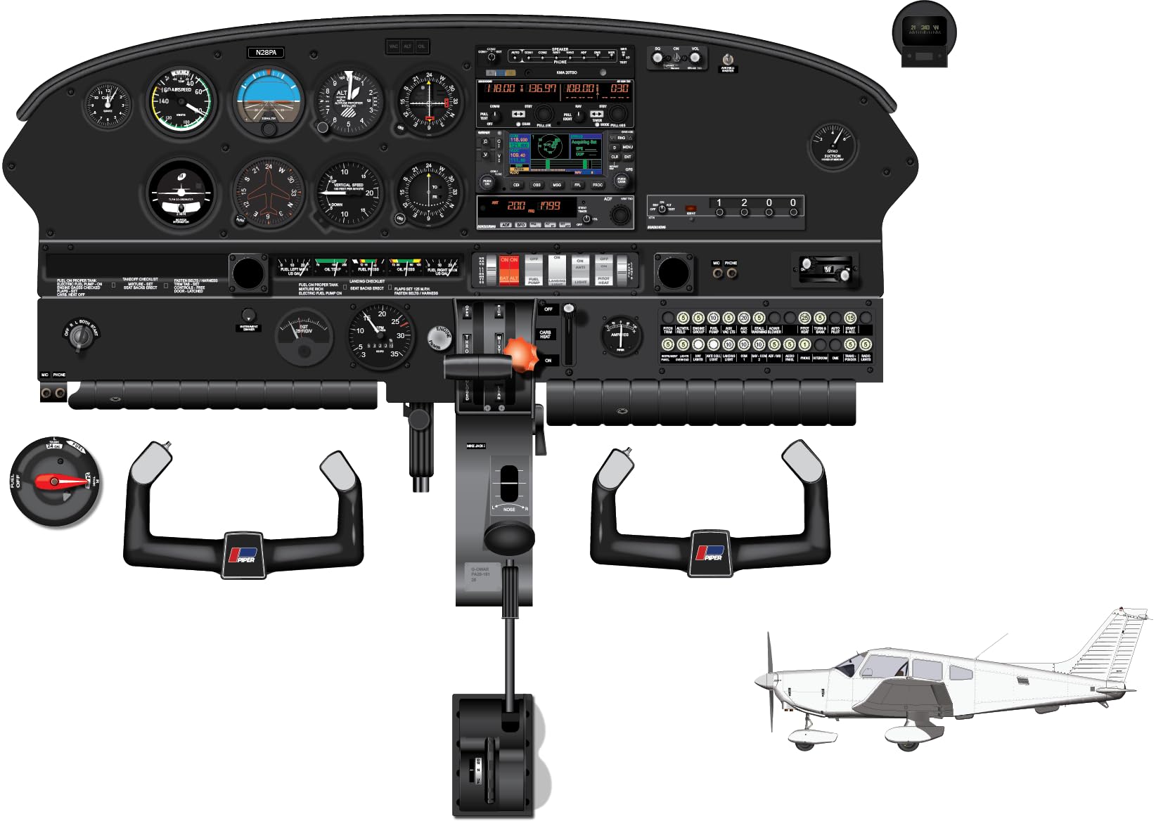 Amazon.com: Piper PA-28 151/161 Warrior II Conventional Cockpit ...