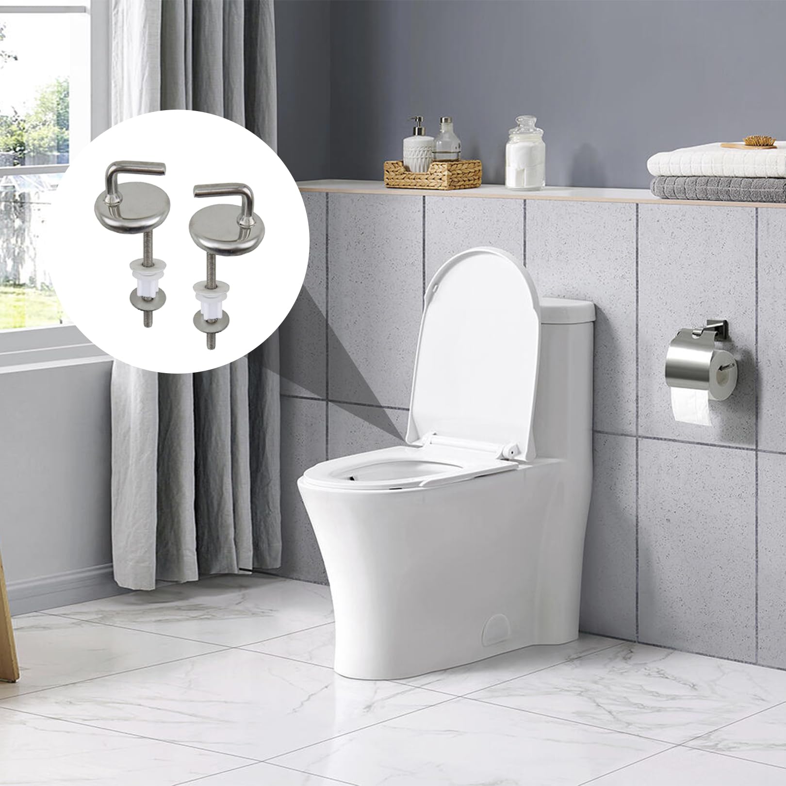 2 Pcs Toilet Seat Fittings,Toilet Seat Hinges,Toiletseat Fixing Kit ...