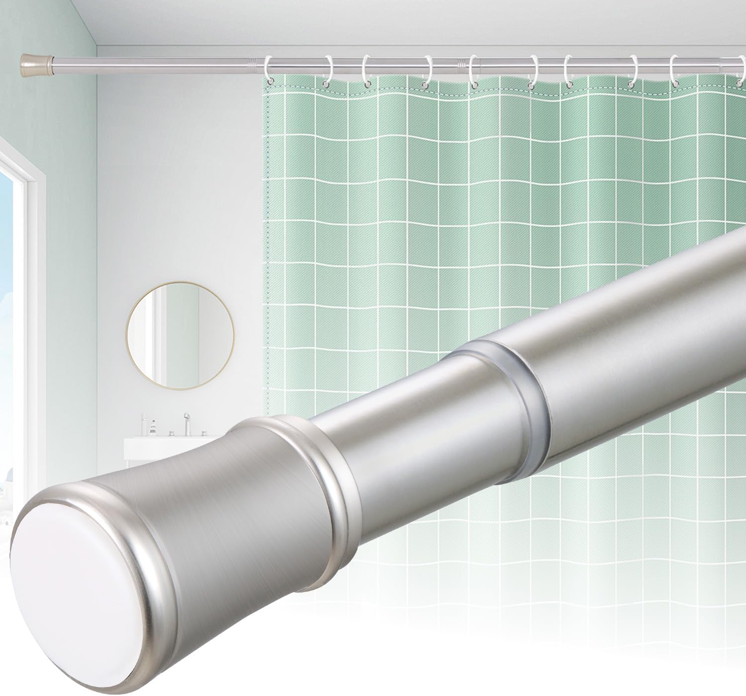 Amazon.com: Spring Tension Shower Curtain Rod, 30-42 Inch Nickel ...