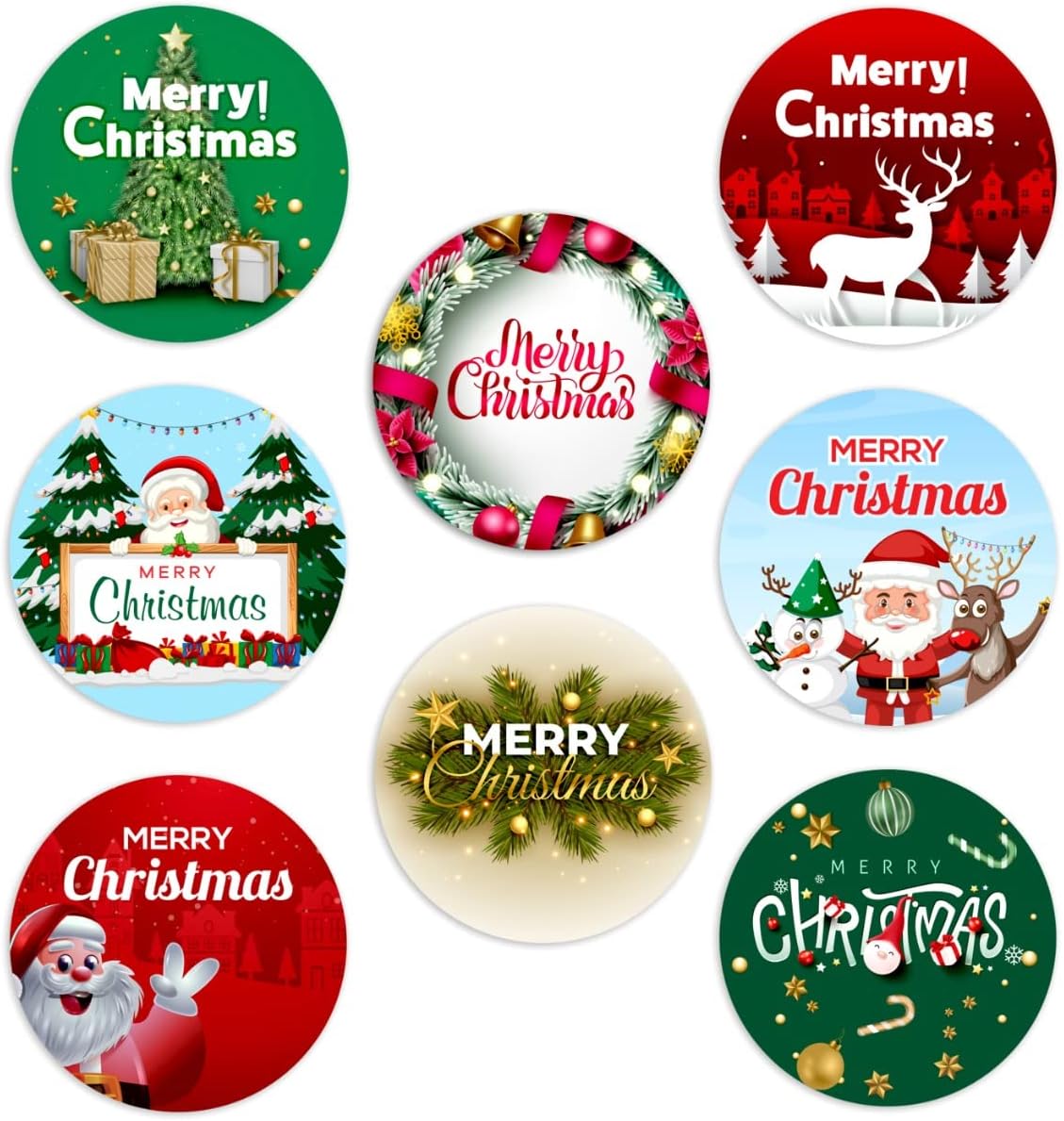 FlyBuy Hub Pack of 50 Merry Christmas Sticker Santa Clause Waterproof ...