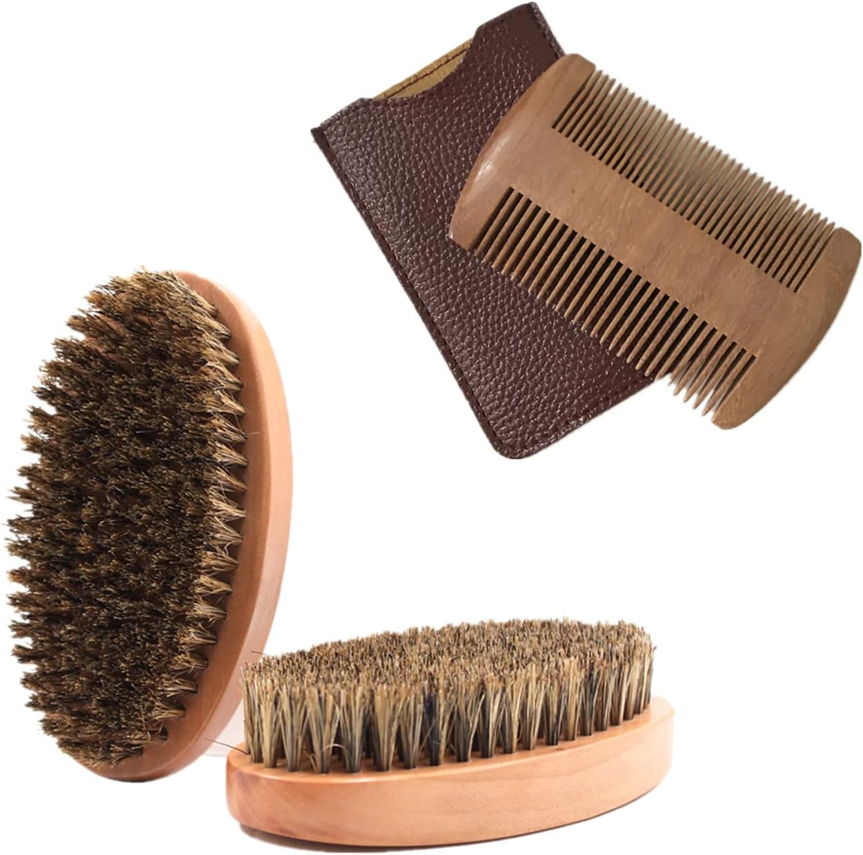 LFsotian Mustache Brush,Bristle brushes,Natural Wood Beard Mustache ...