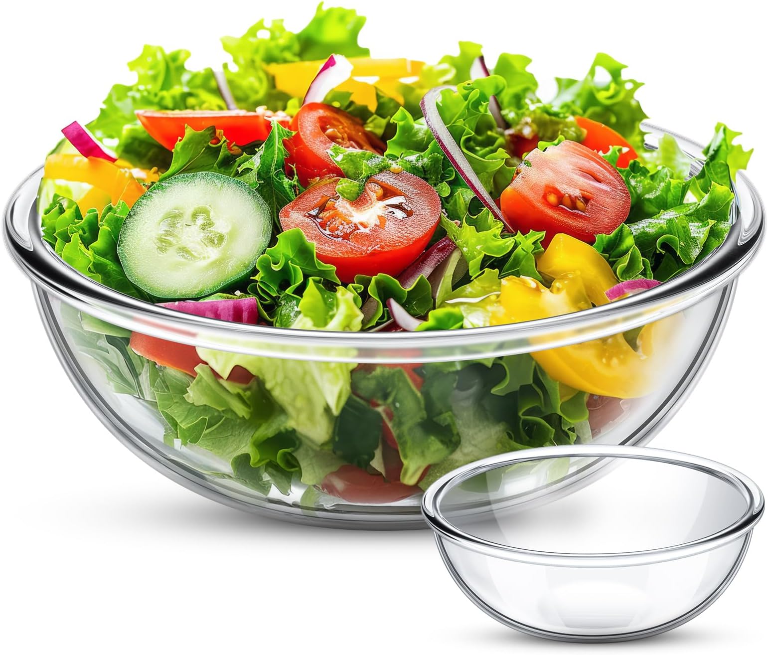 Amazon.com: NUTRIUPS Large Glass Mixing Bowl, 4.1L Big Glass Salad ...