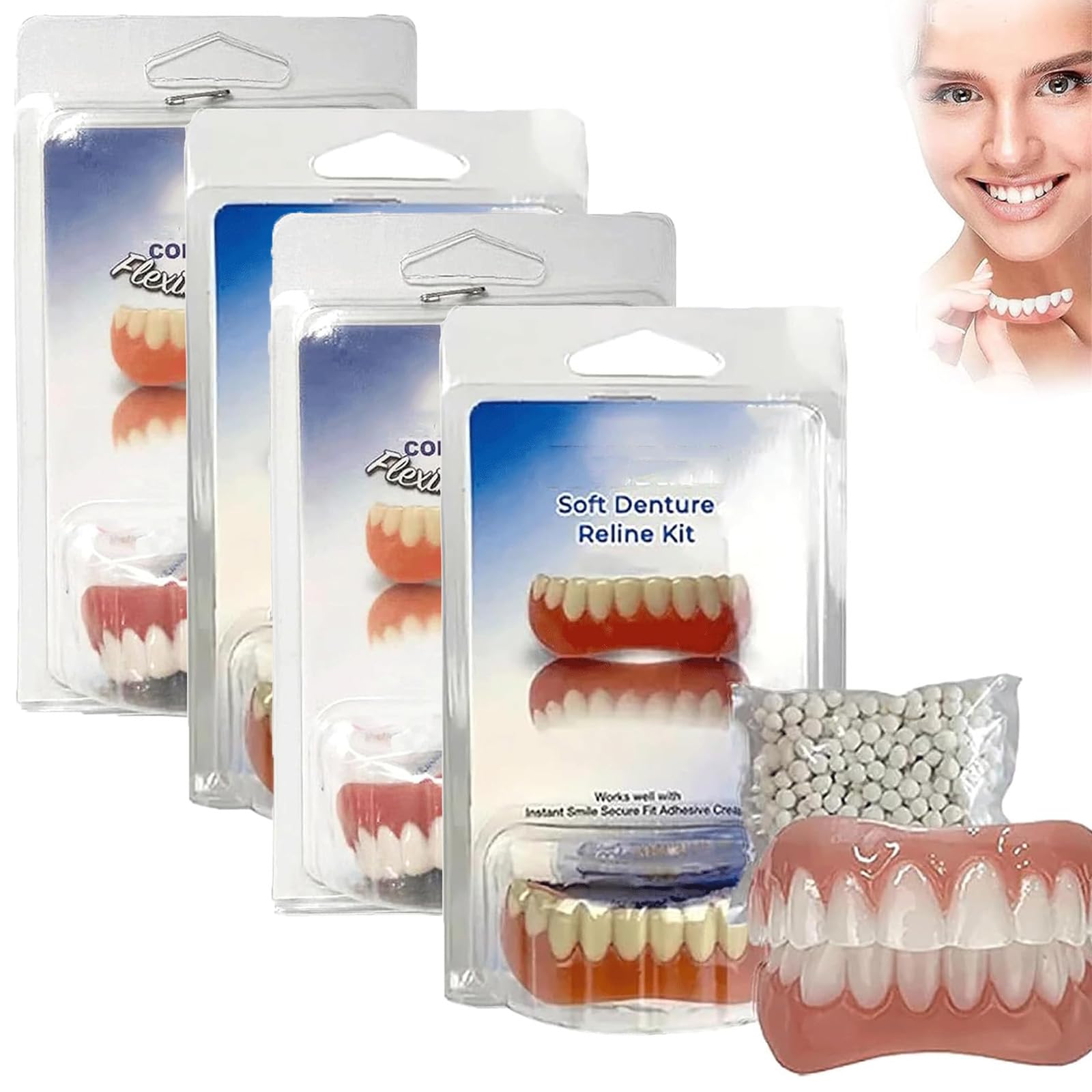 Yunpso Denture Silicone Reline Kit, Vumela Soft Denture Reline Kit ...