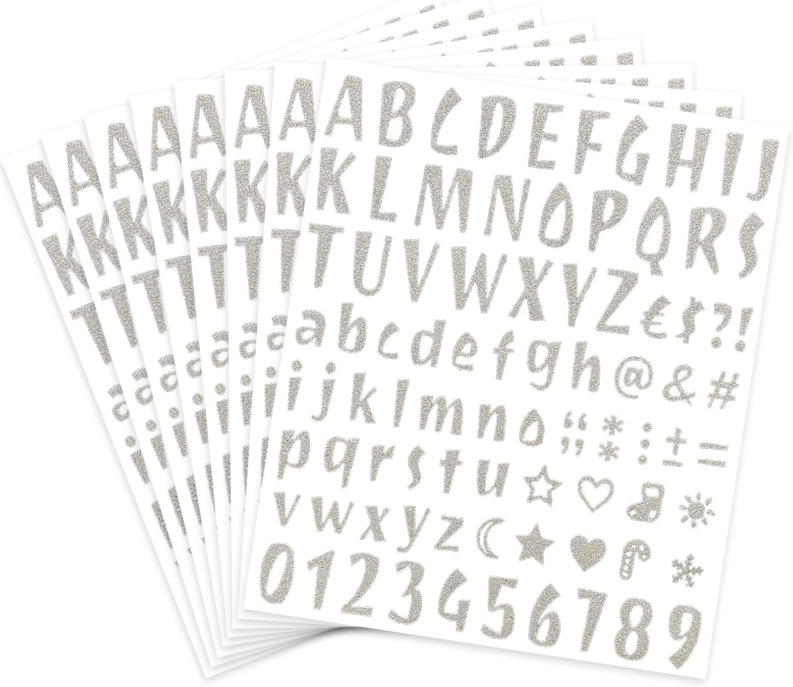 Amazon.com: 540pcs Silver Letter Stickers, Glitter Cursive Alphabet ...