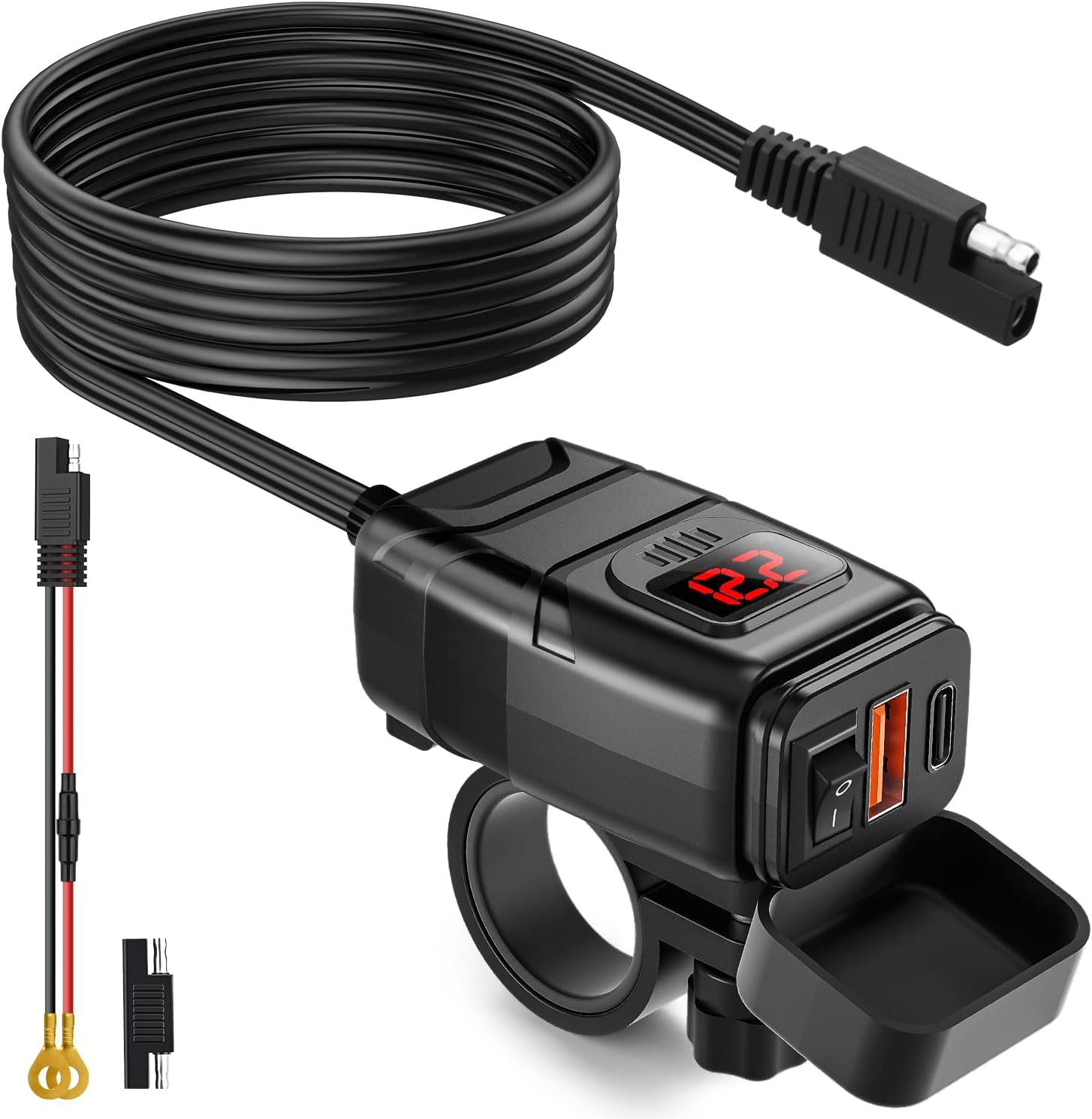 Amazon.com: MOTOPOWER MP0609EA 3.1Amp Waterproof Motorcycle Dual USB ...