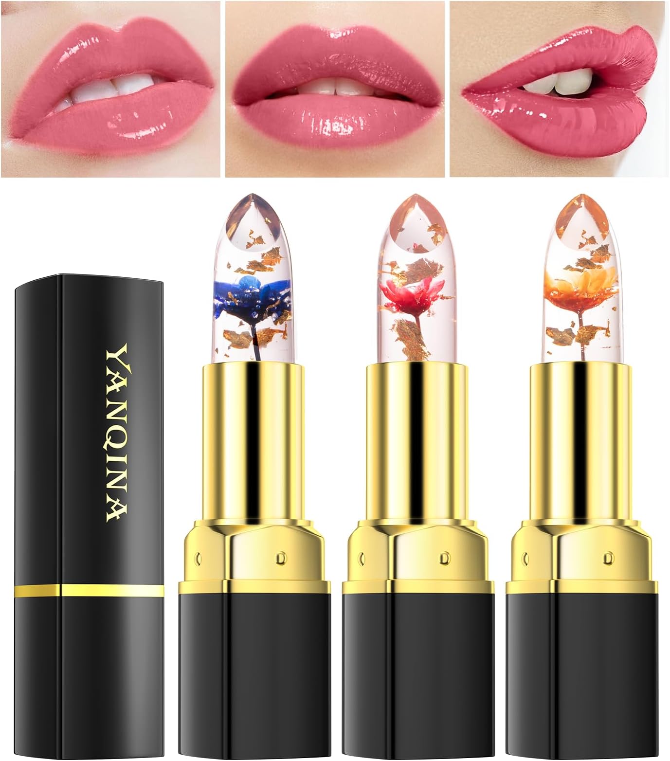 Amazon.com : ASUSO Color Changing Lipstick,Crystal Flower Lip Gloss ...