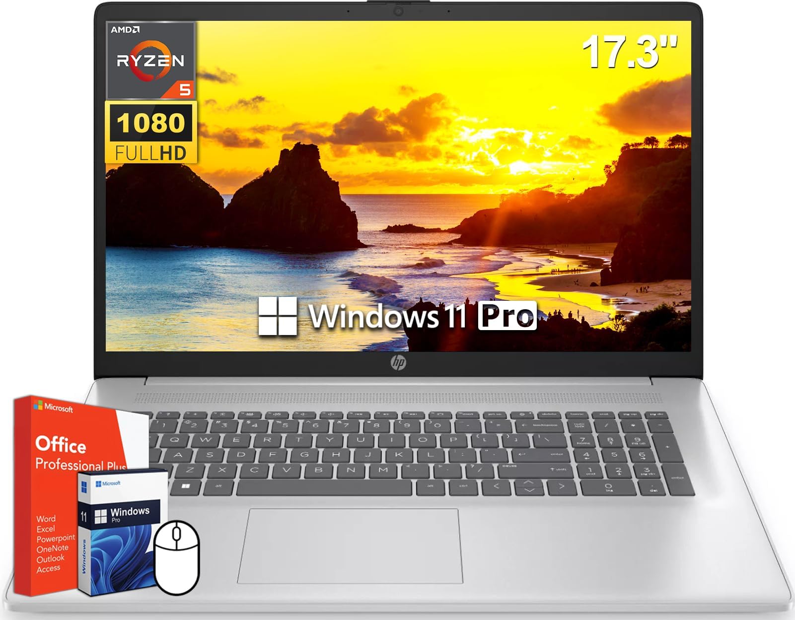 Amazon.com: HP 17 inch Laptop, 17.3" FHD Display, AMD Ryzen 5 7430U ...