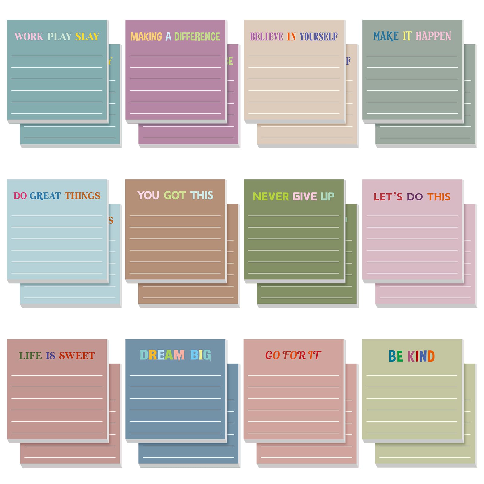 Amazon.com : Yinder 24 Pcs Inspirational Sticky Notes Cute Motivational ...