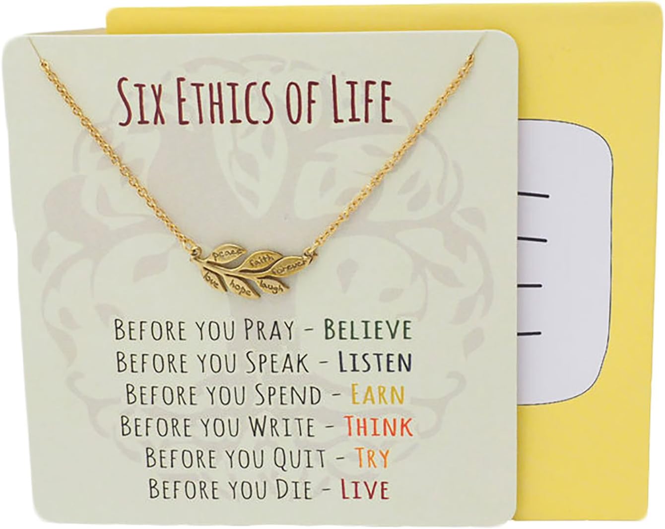 Amazon.com: Teach Love Inspire Ethics of Life Gold Leaves Necklace for ...