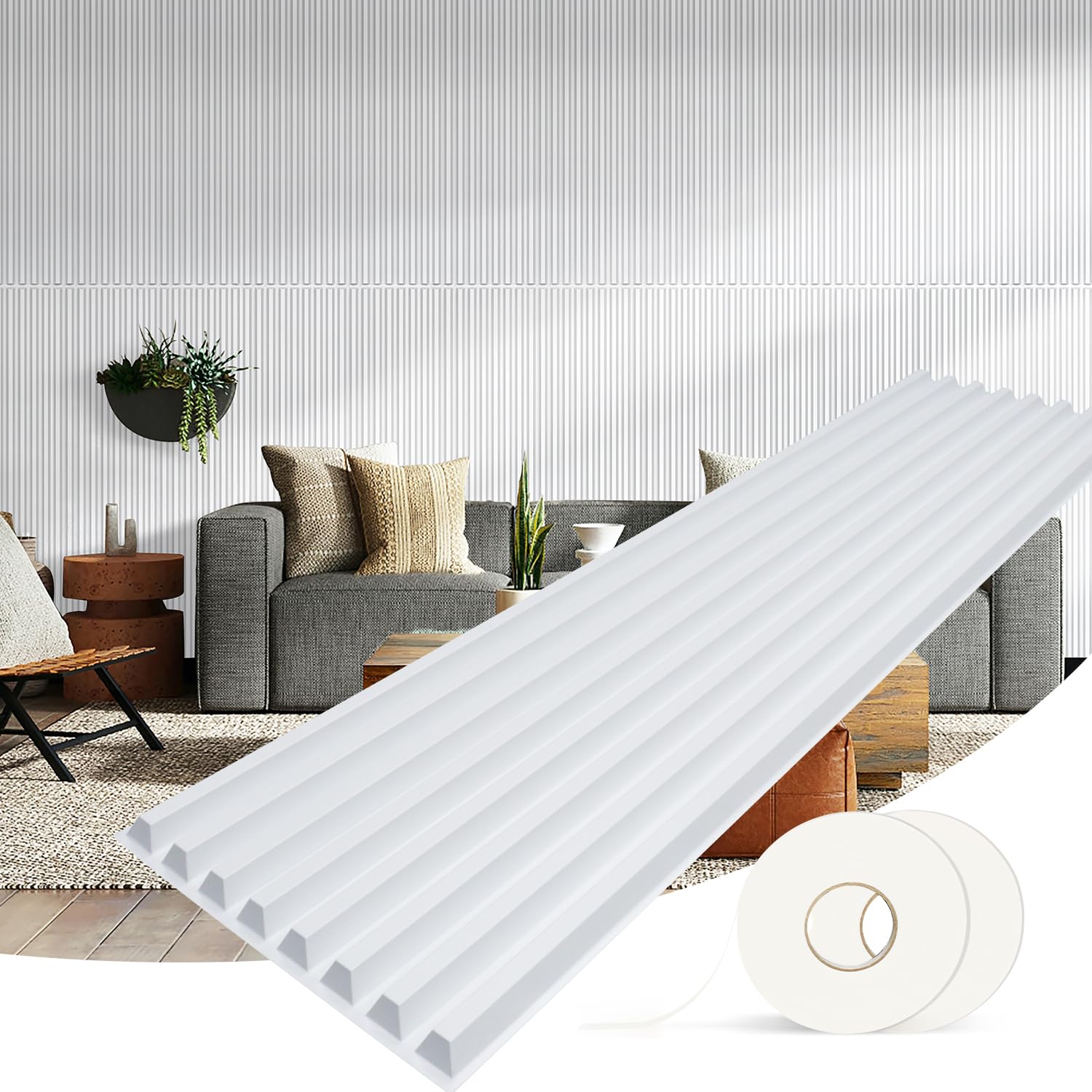 STICKGOO 12 Pack Slat Wall Panels, 12" x 48", 3D Wall Panels Peel and ...