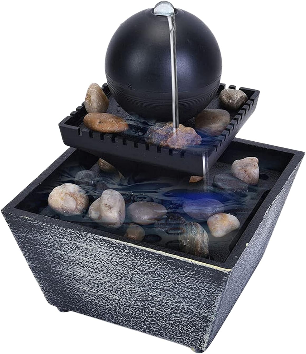 Super Find - Mini Water Fountain with LED Light - Black Size - 11.5x11 ...