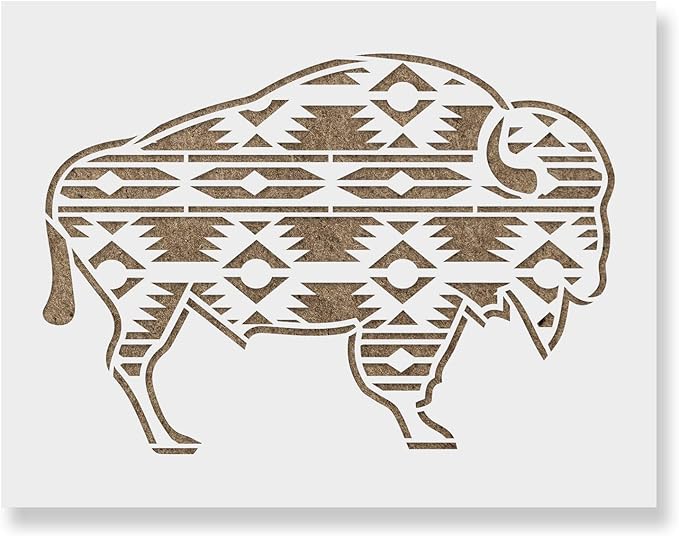 Amazon.com: Aztec Buffalo Stencil - Buffalo, Native American, Wildlife ...